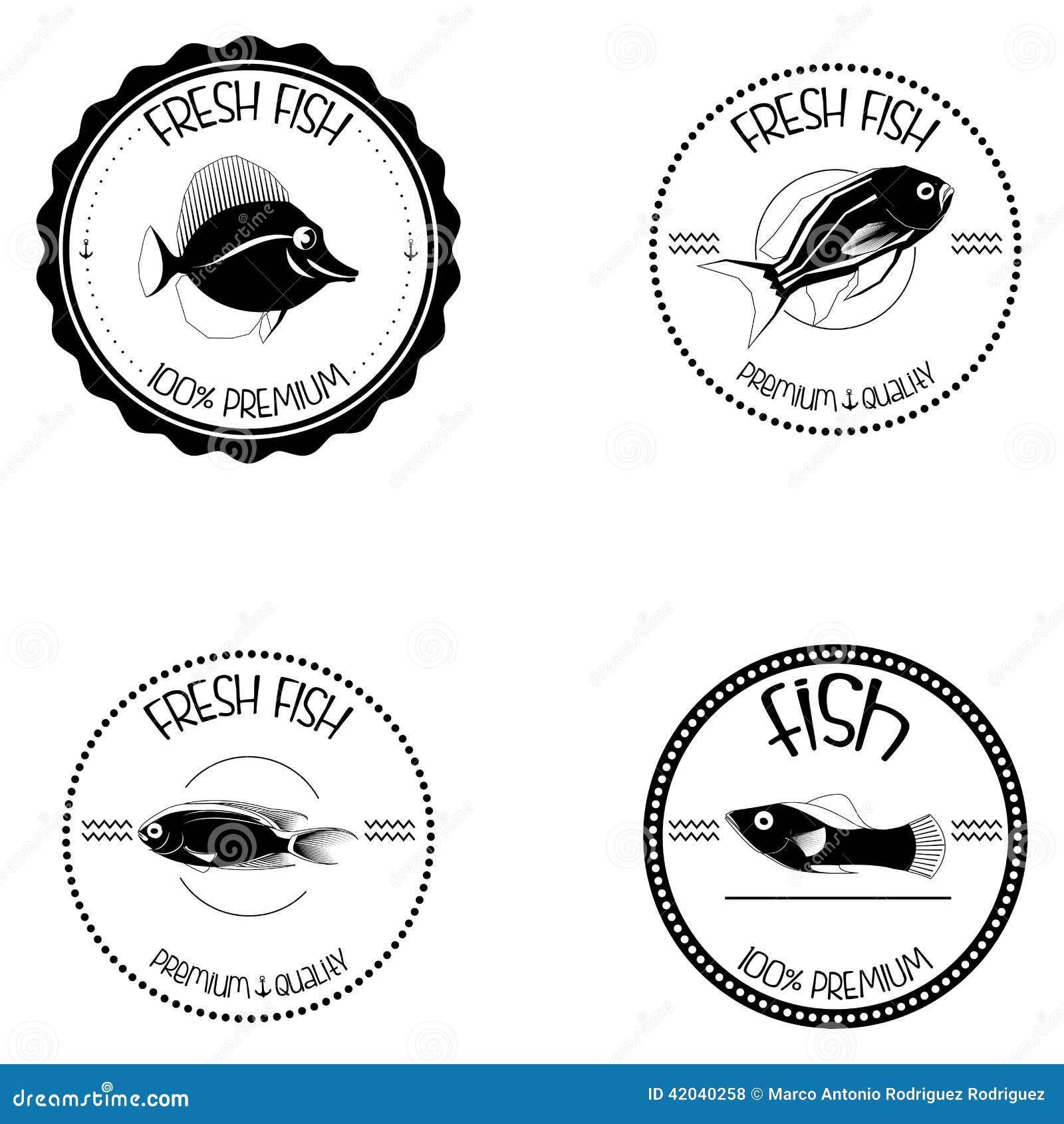 Ensemble De Différents Labels De Poissons D'isolement Illustration ...