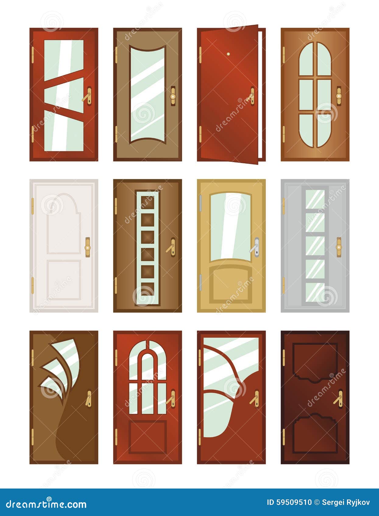 Ensemble De Différents Types De Portes Illustration Stock ...