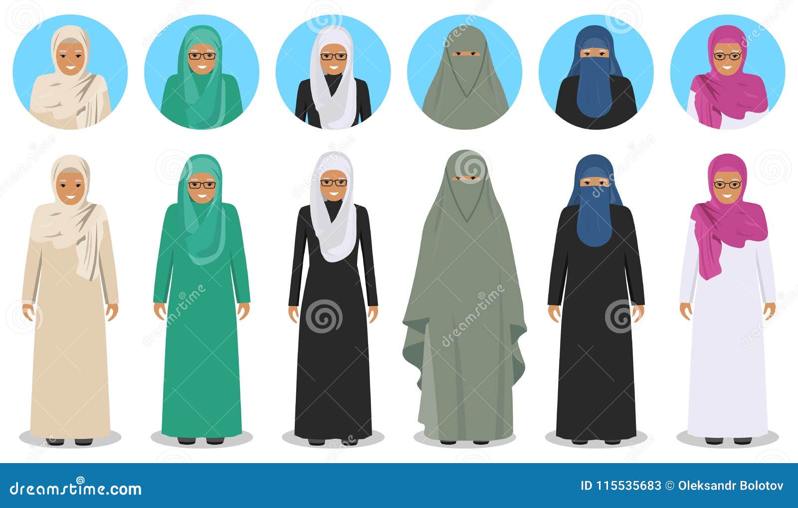 Ensemble De Différentes Dames âgées Arabes Debout Dans Lhabillement