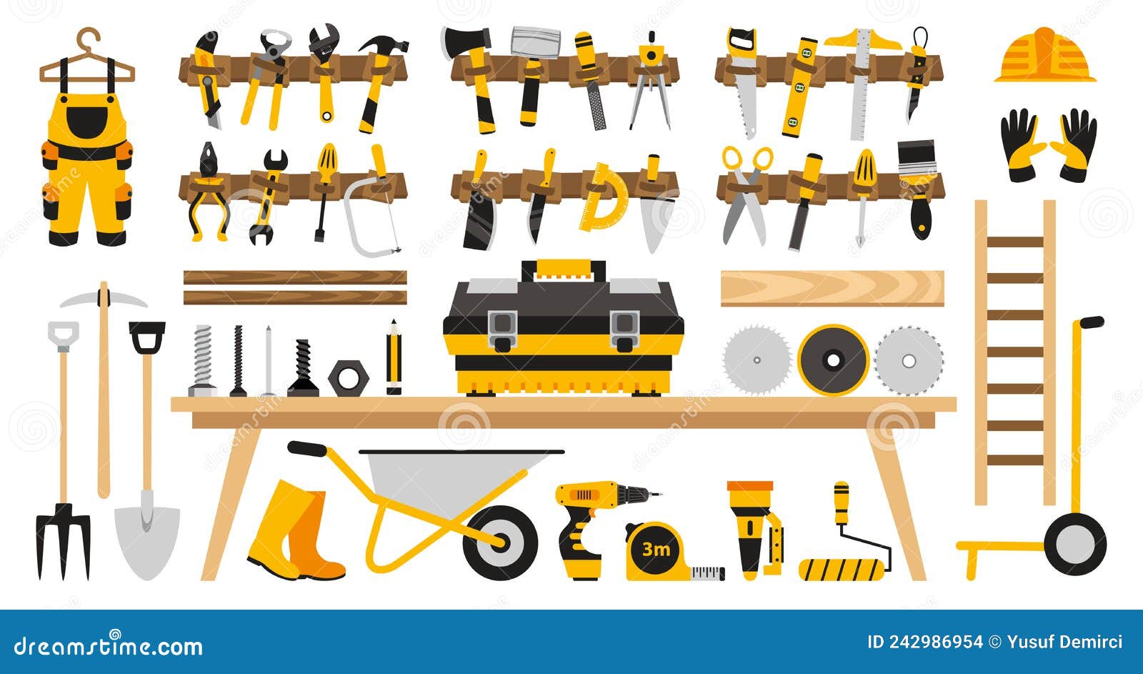 Ensemble De Divers Outils De Construction Illustration de Vecteur ...