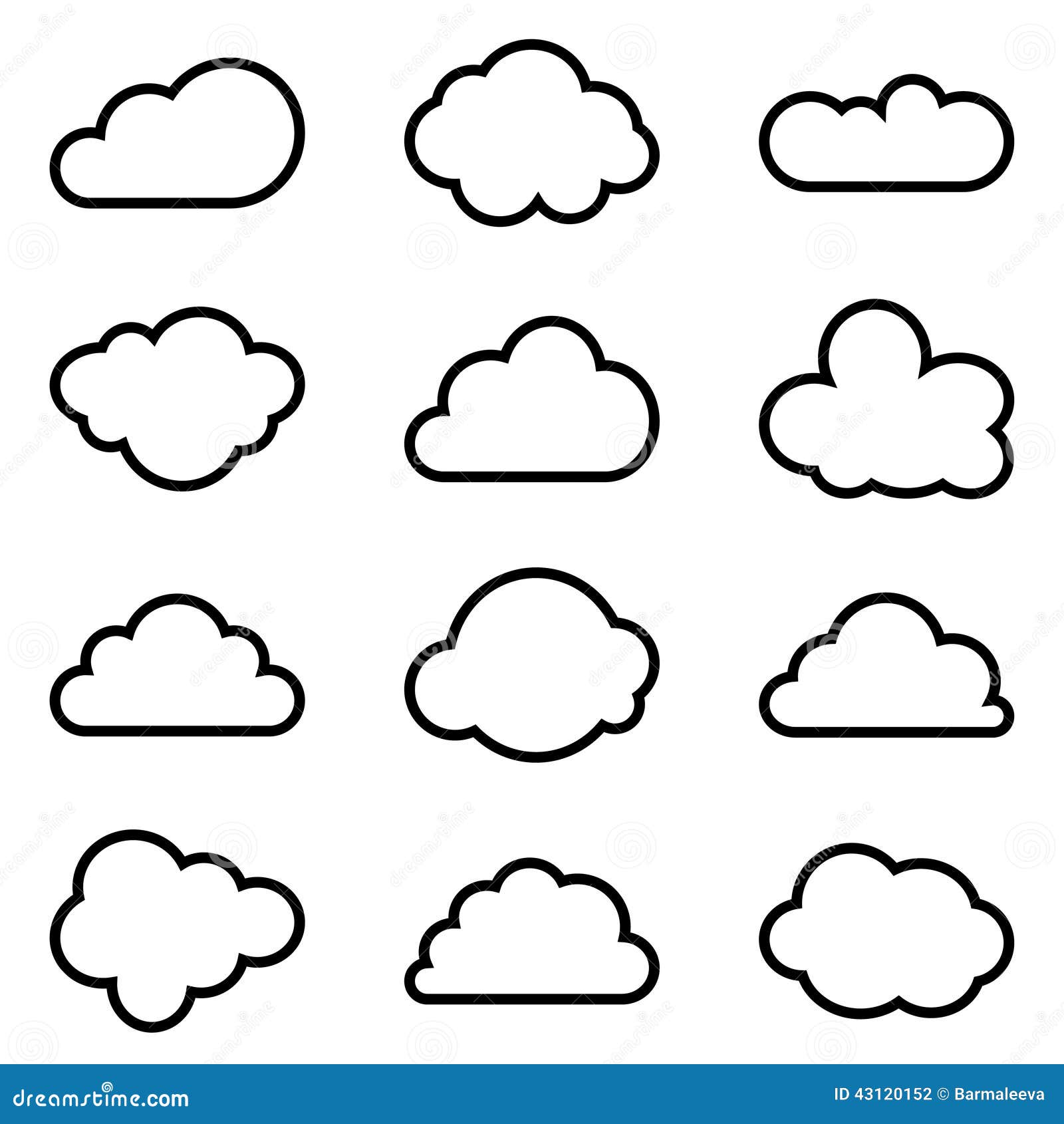 Ensemble De Douze Formes Différentes De Vecteur Des Nuages Illustration ...