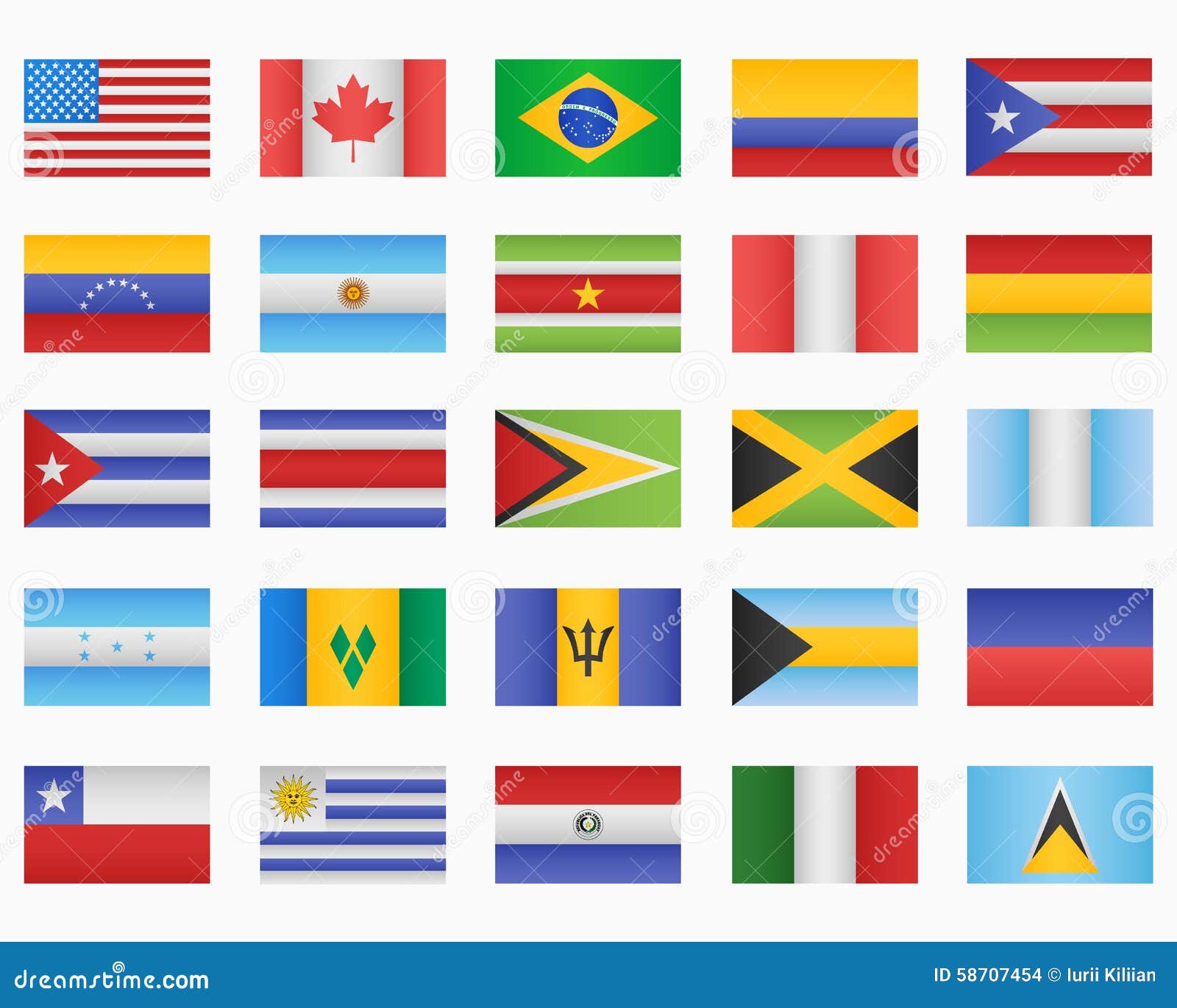 Ensemble De Drapeaux De Pays Américains Illustration de Vecteur - Image ...