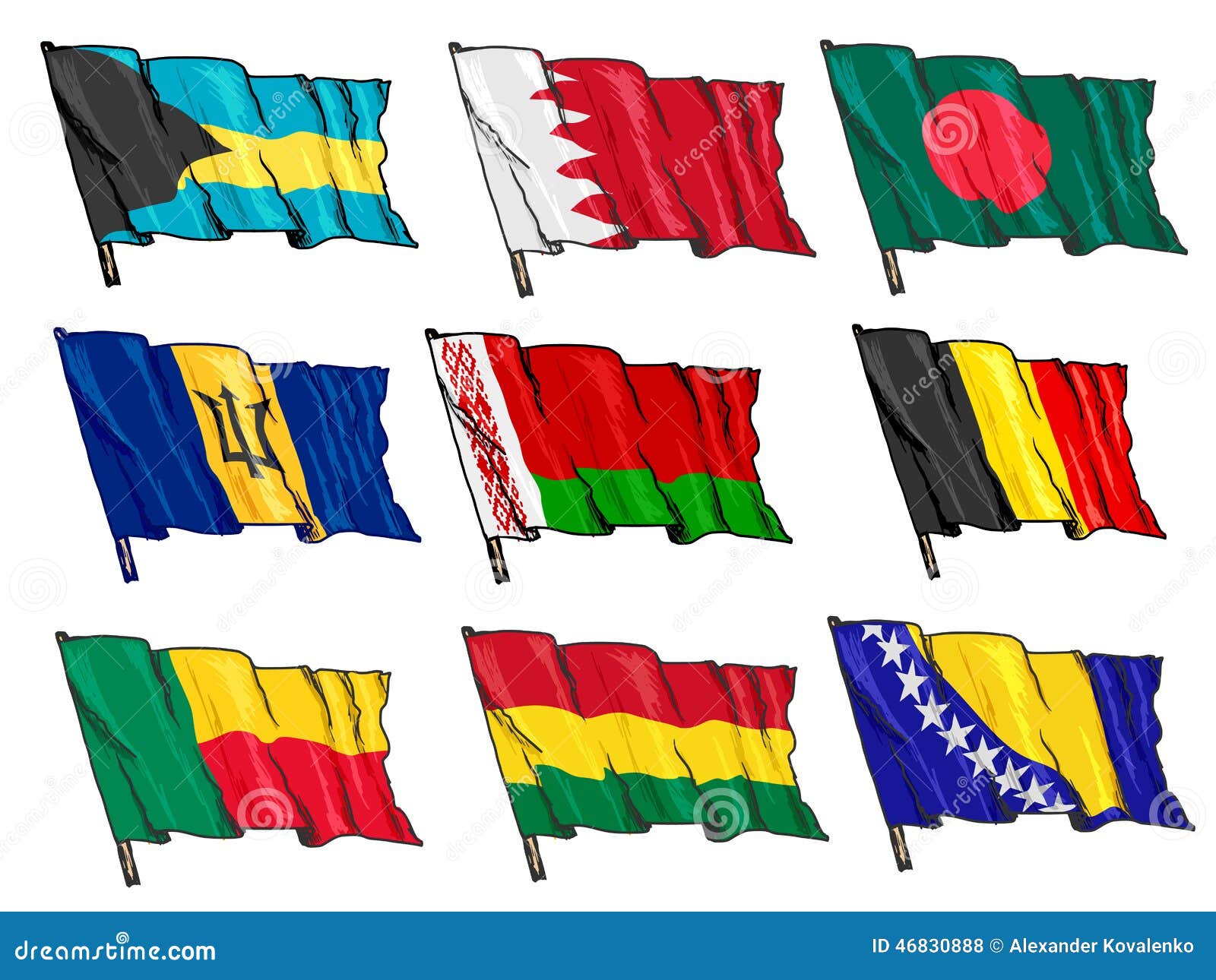 Ensemble De Drapeaux Nationaux Illustration de Vecteur - Illustration ...