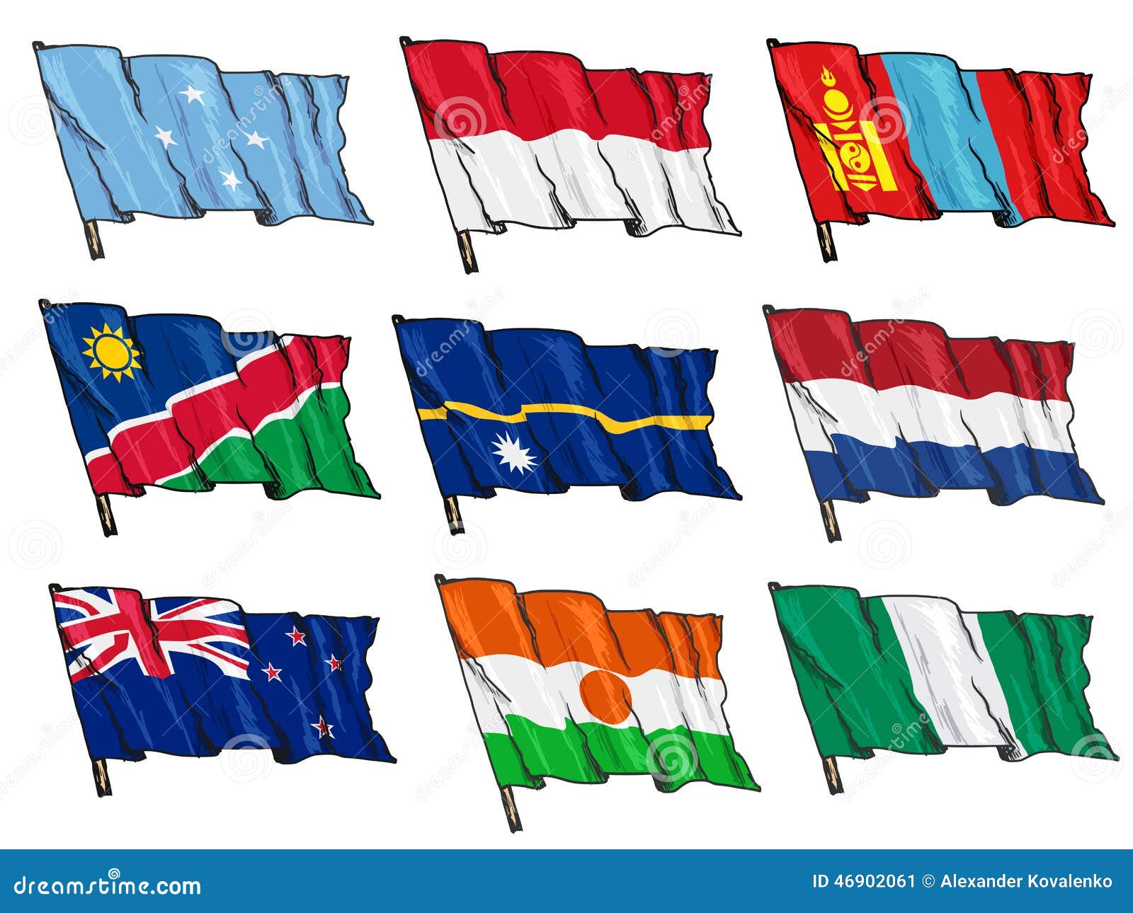 Ensemble De Drapeaux Nationaux Illustration de Vecteur - Illustration ...