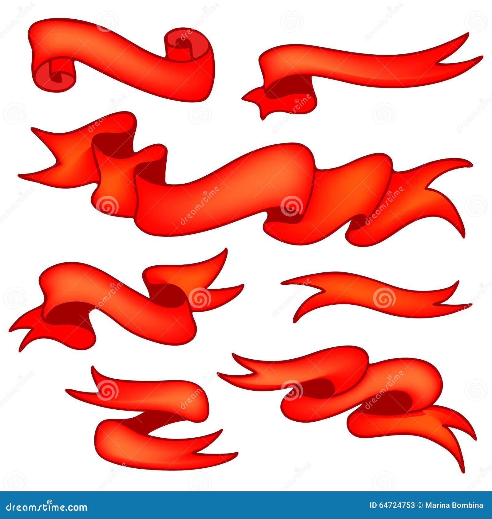 Ensemble De Drapeaux Rouges De Bande Illustration de Vecteur ...