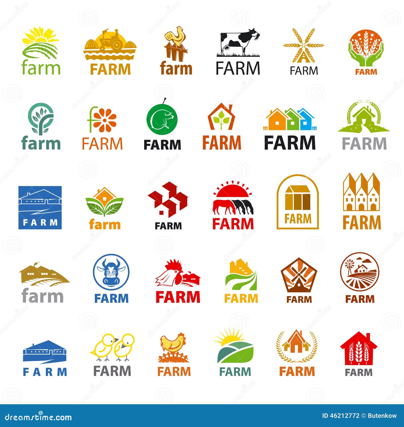 Ensemble De Ferme De Logos De Vecteur Illustration de Vecteur ...