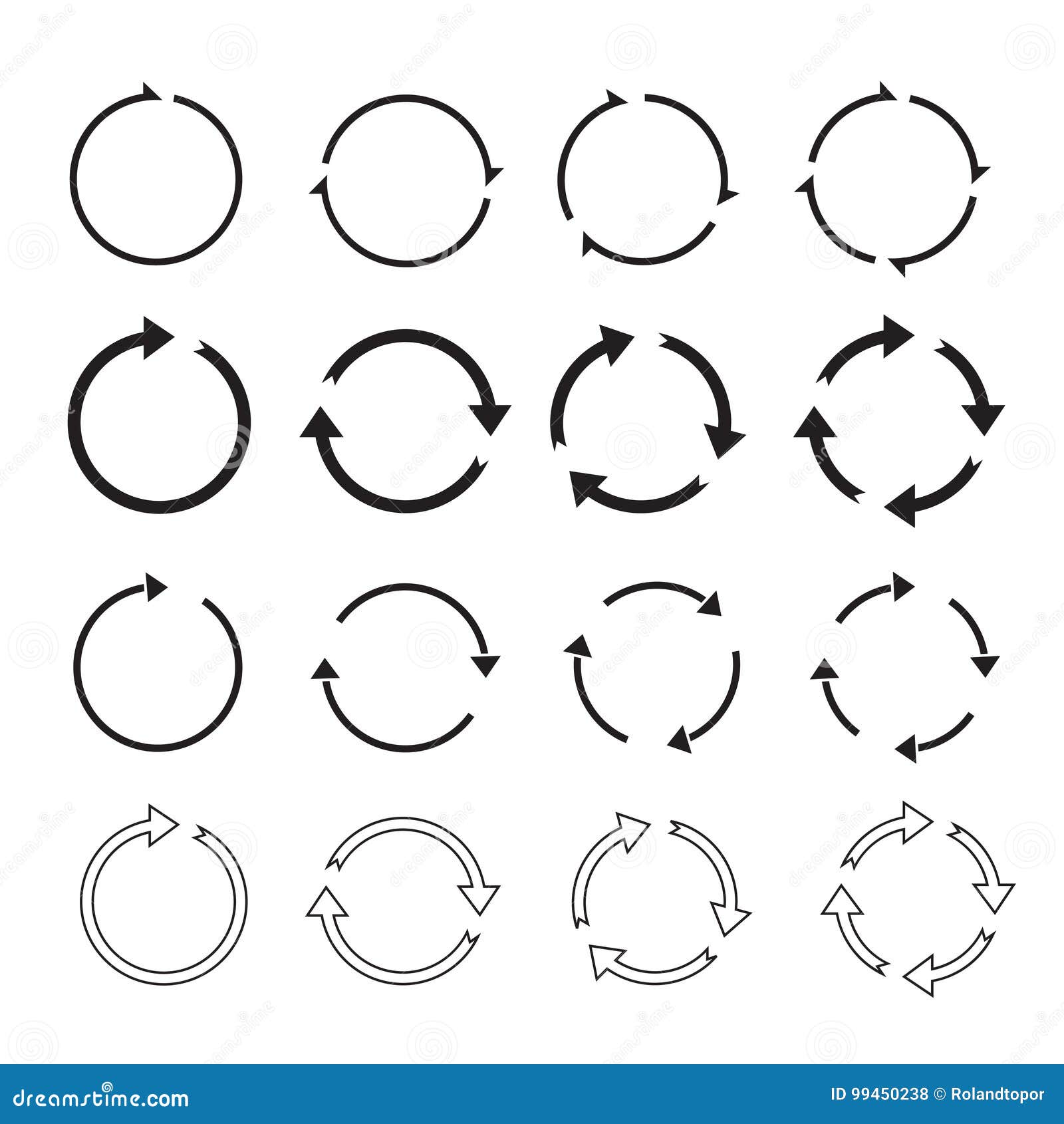 Ensemble De Flèches Noires De Cercle Illustration de Vecteur ...