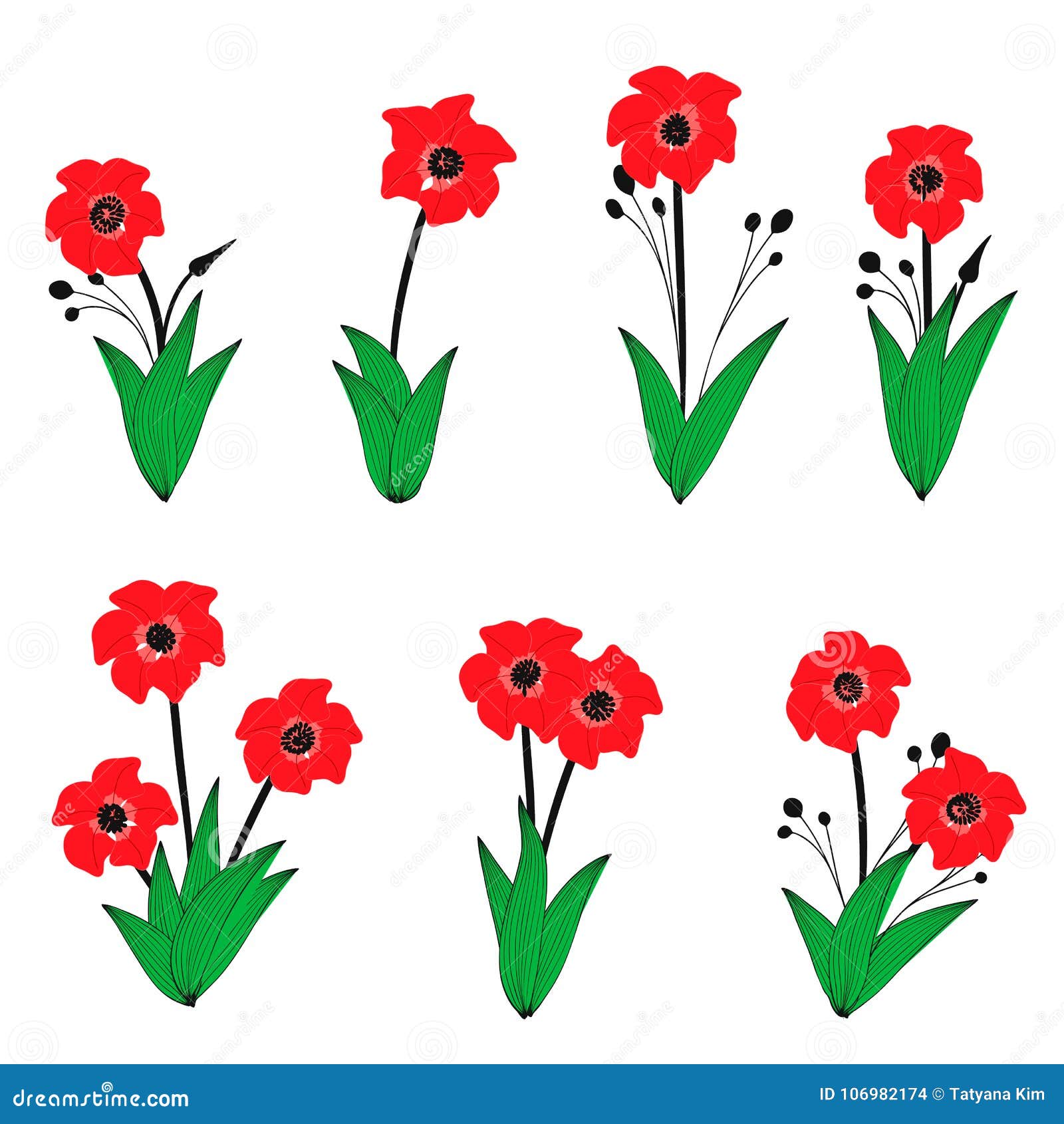 Ensemble De Fleurs Rouges Bouquets Des Fleurs Rouges Pavot Rouge ...