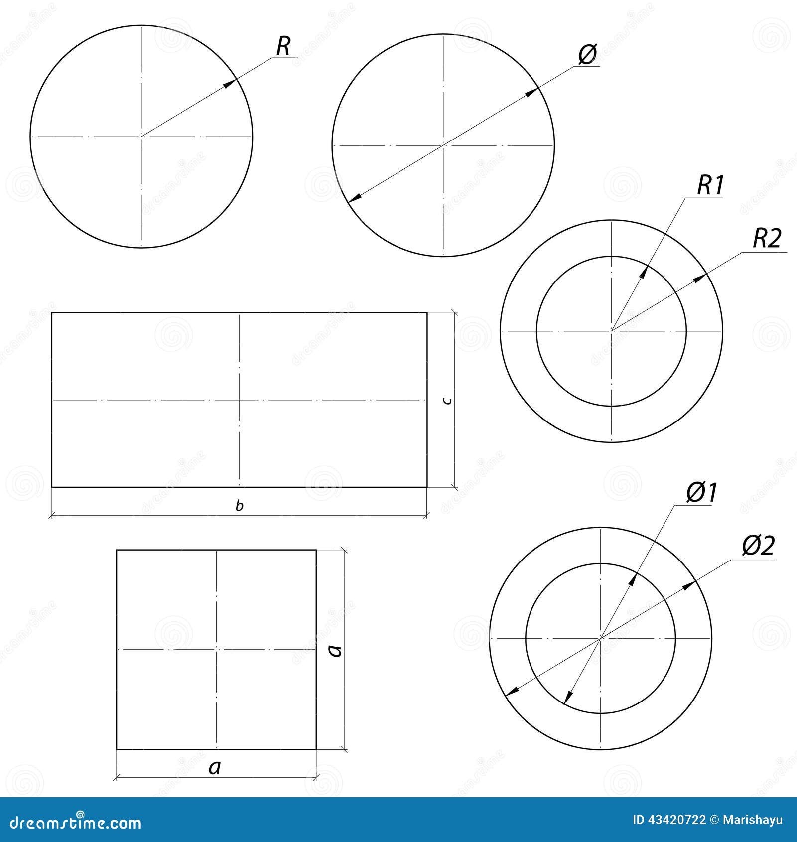 Ensemble De Formes Simples De Dessin Avec La Taille Illustration de ...