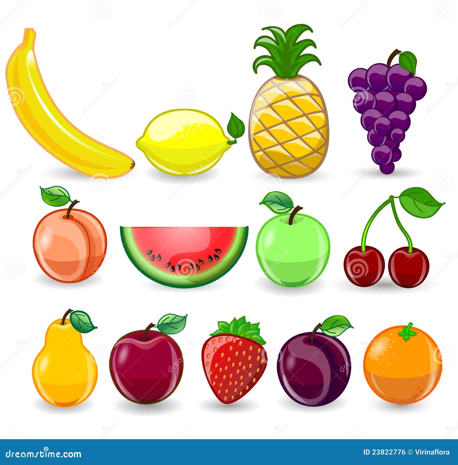 Ensemble De Fruits De Dessin Animé Illustration de Vecteur ...