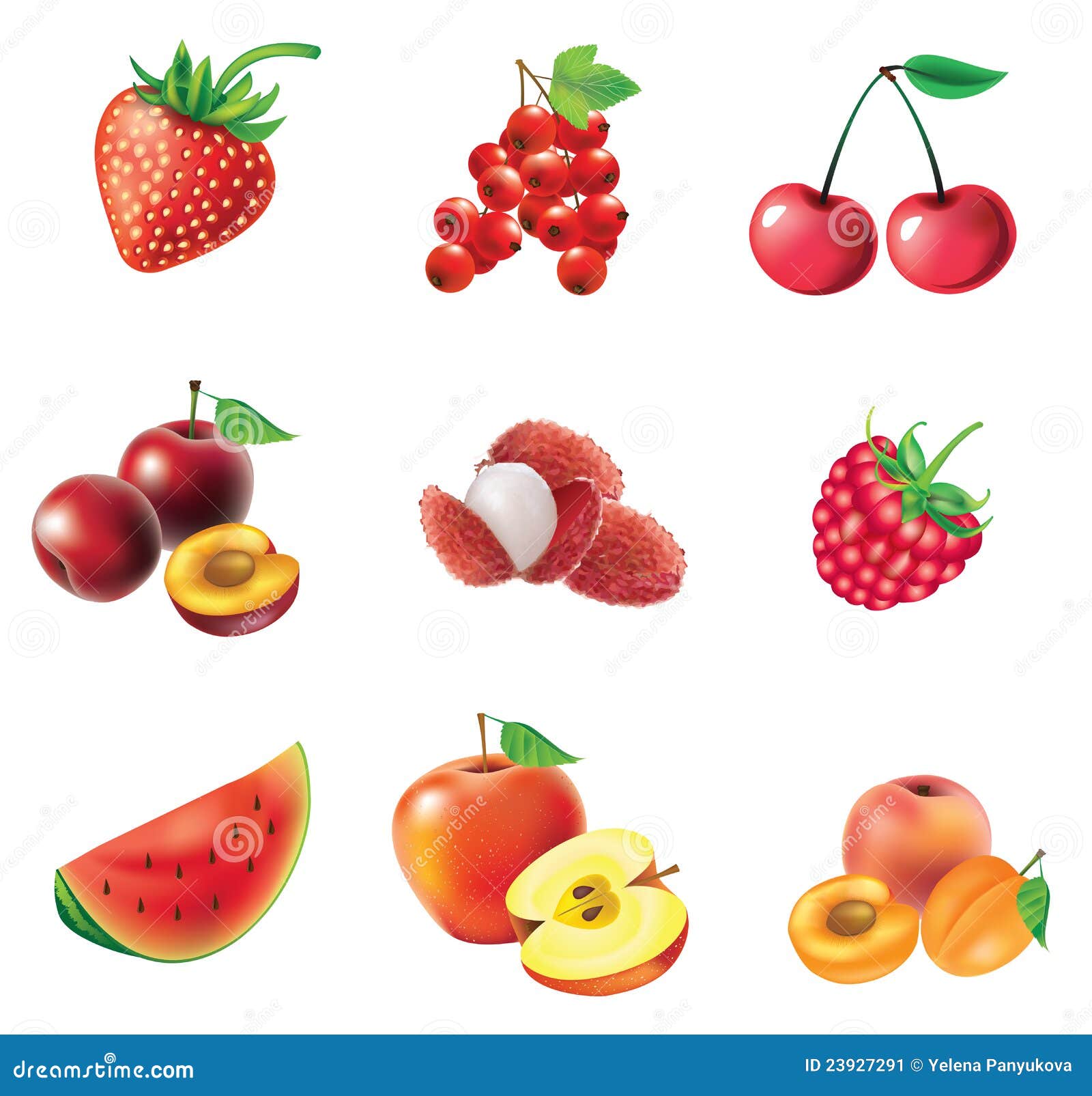 Ensemble De Fruits Et De Baies Rouges Illustration de Vecteur ...