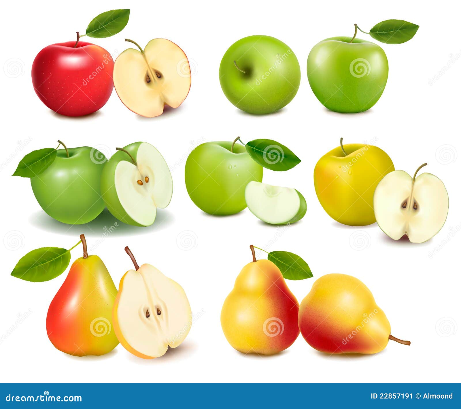 Ensemble De Fruits Rouges Et Verts De Pomme. Illustration de Vecteur ...