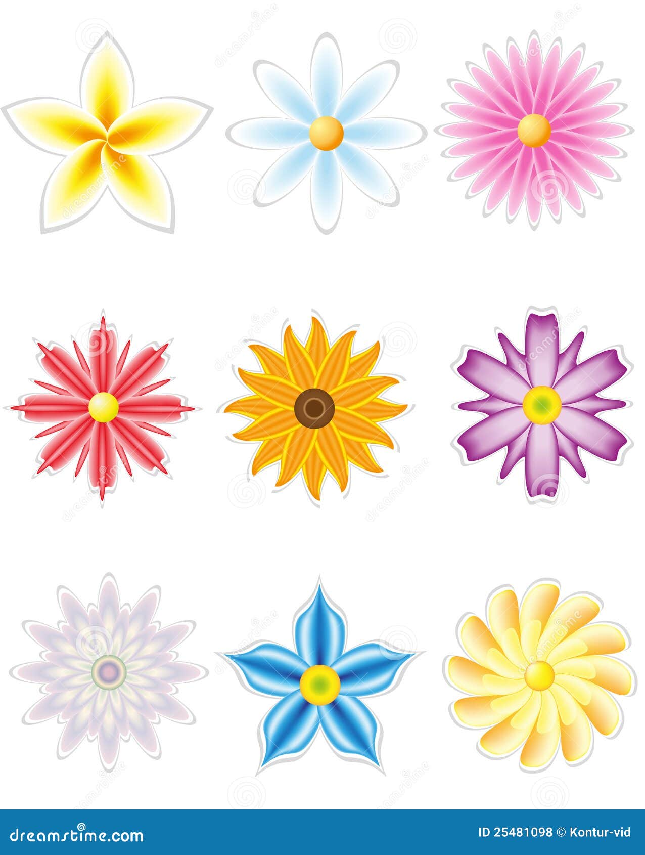 Ensemble De Graphisme De Fleurs Pour La Conception Illustration Stock ...