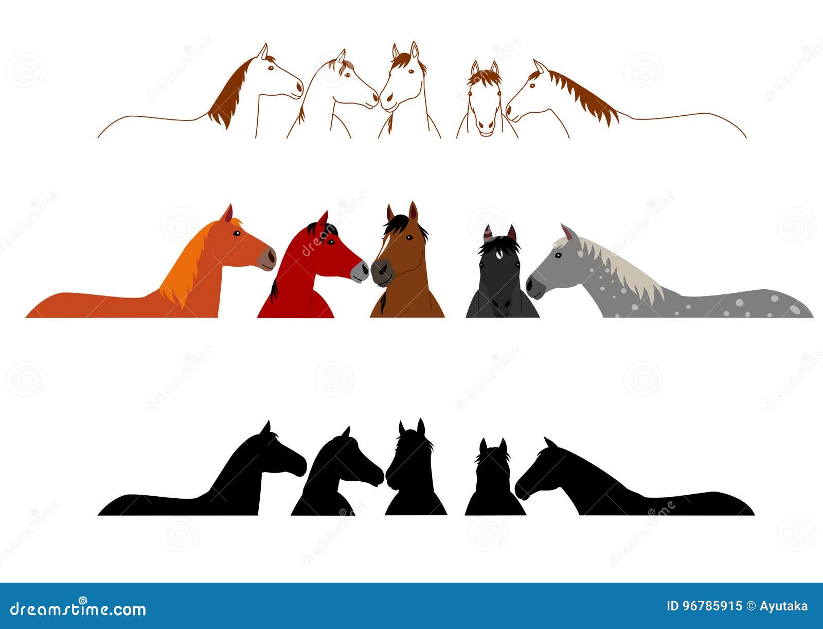 Ensemble De Groupe De Cheval Illustration de Vecteur - Illustration du ...