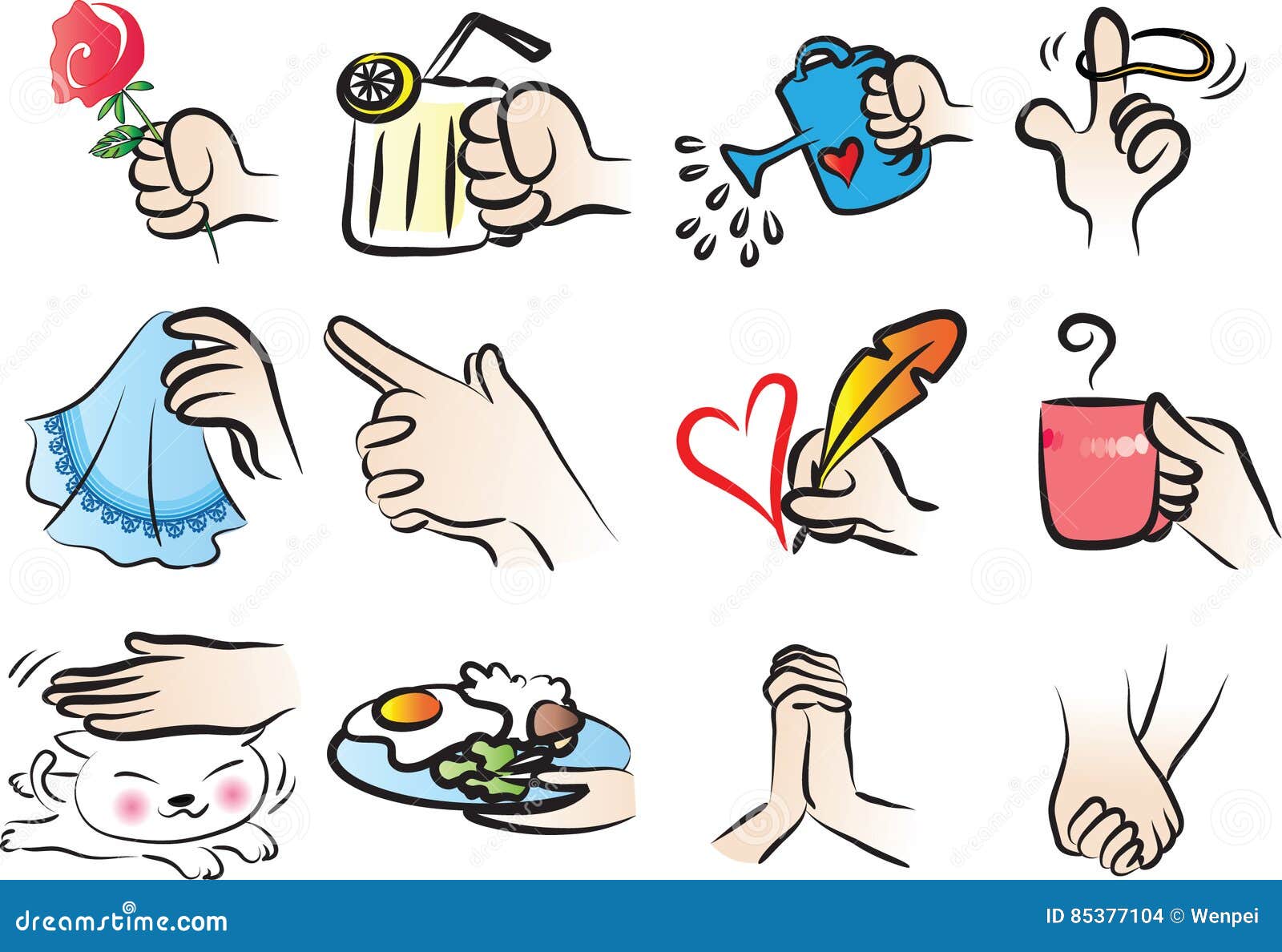 Ensemble De Hsnd De Dessin De Vecteur Illustration Stock - Illustration ...