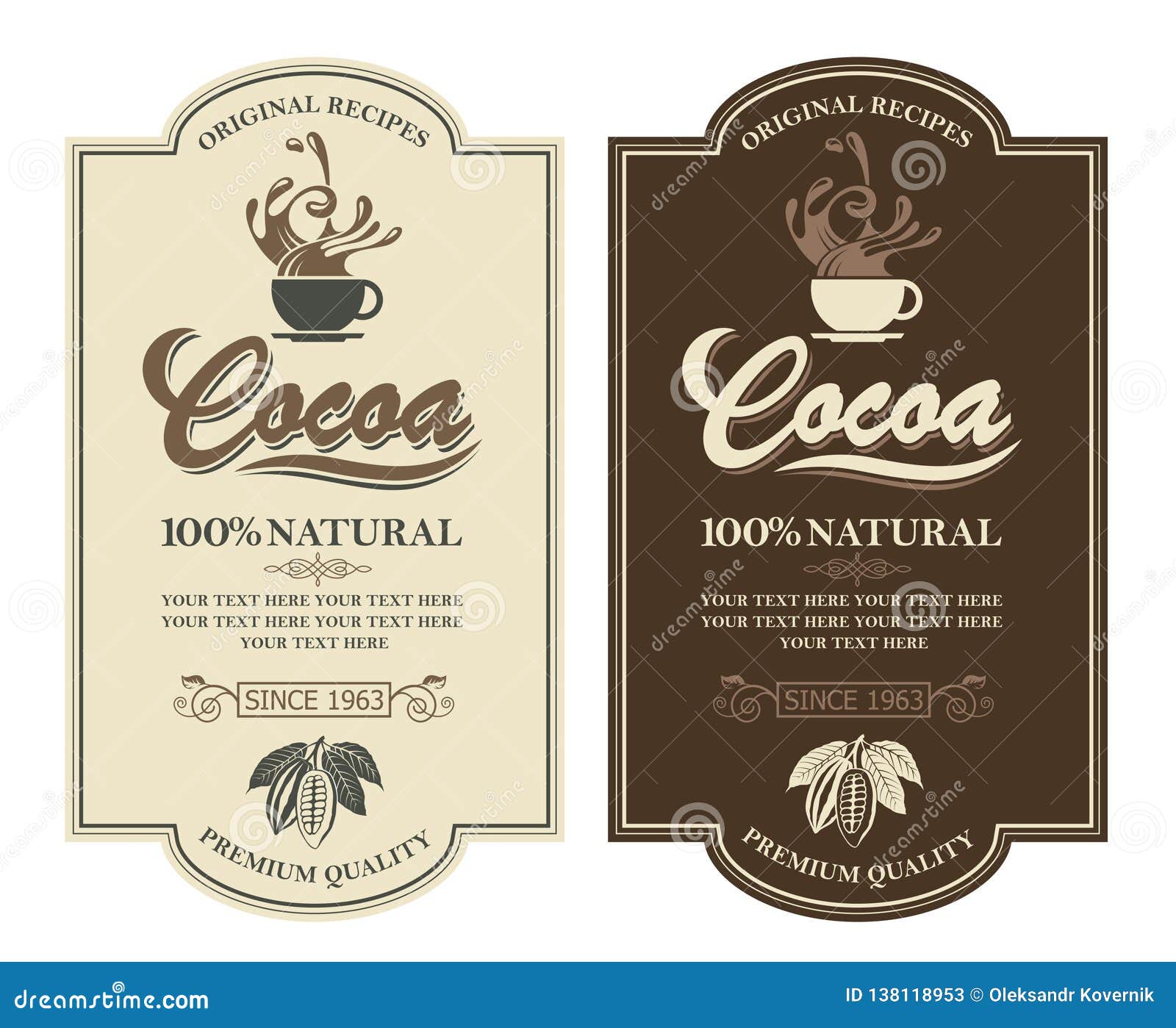 Ensemble De Labels De Cacao Illustration de Vecteur - Illustration du ...