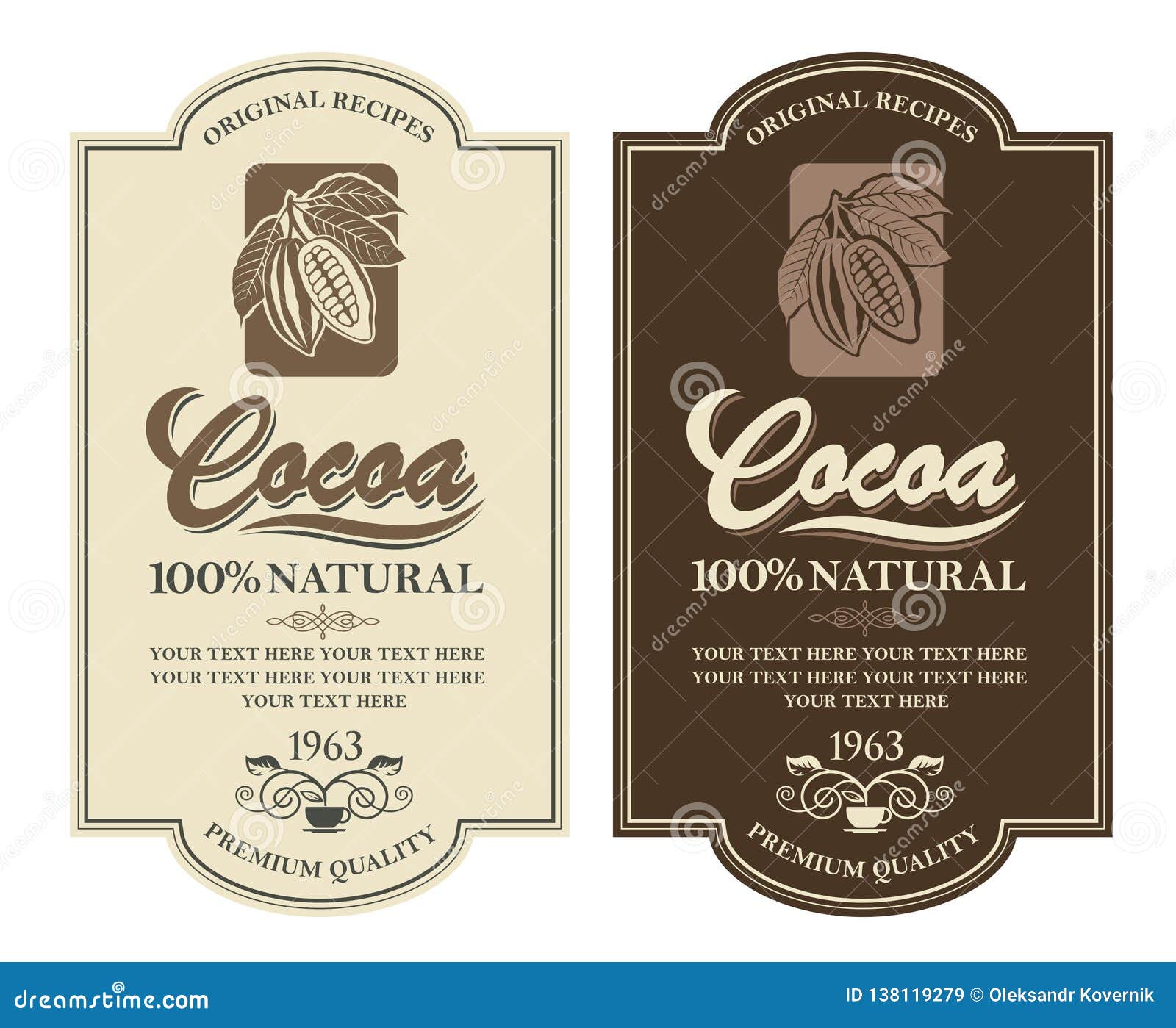Ensemble De Labels De Cacao Illustration de Vecteur - Illustration du ...