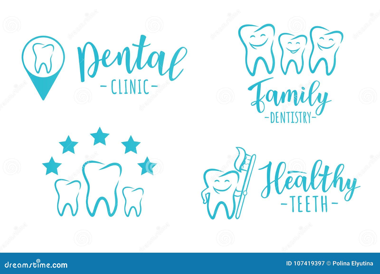 Ensemble De Labels D'art Dentaire Pour Une Clinique Dentaire ...