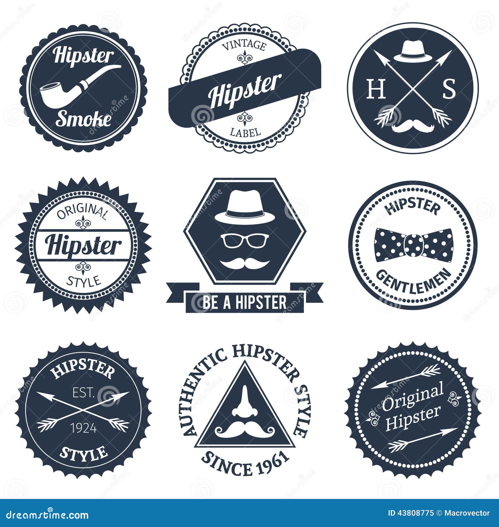 Ensemble De Labels De Hippie Illustration de Vecteur - Illustration du ...