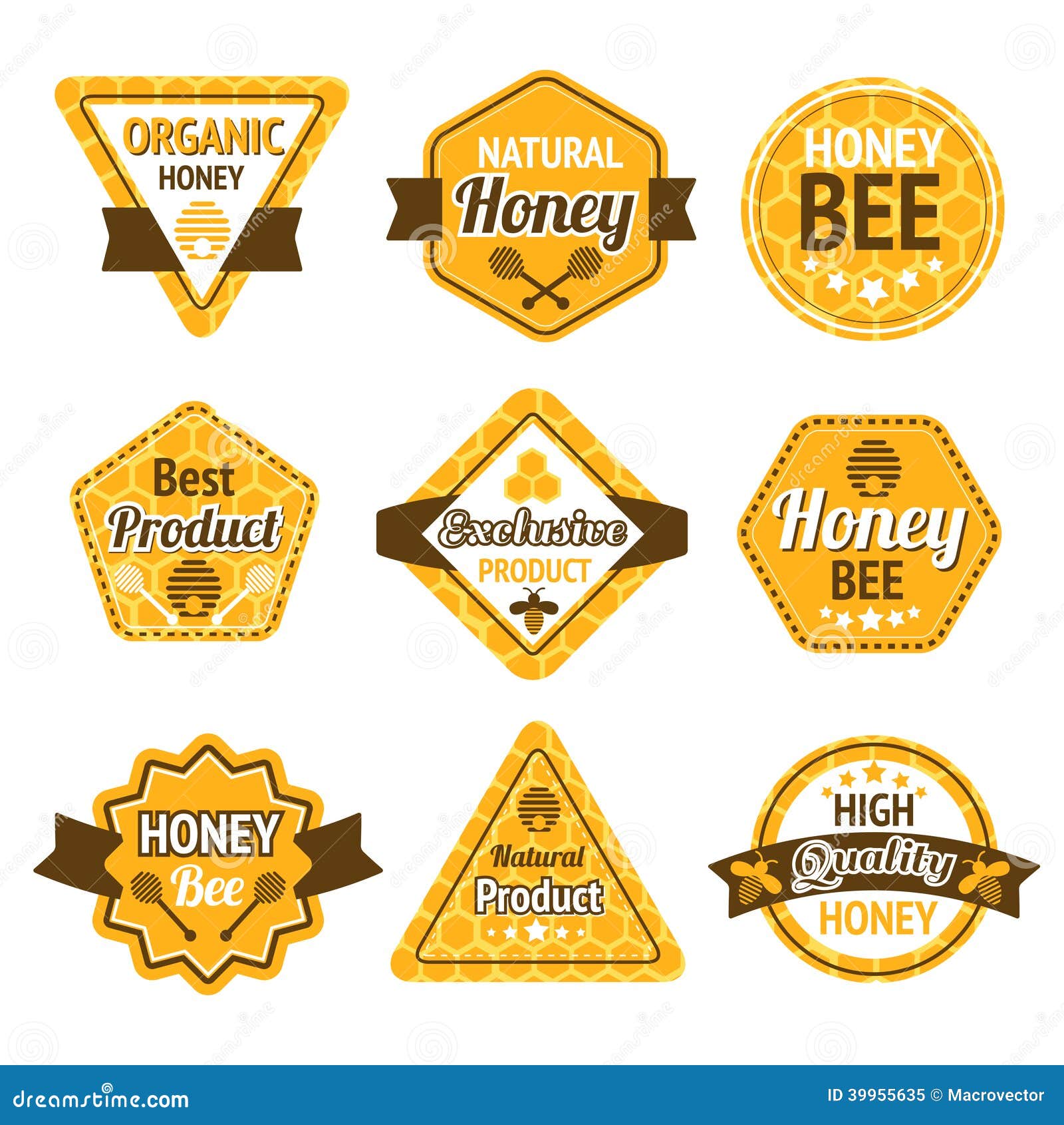 Ensemble de labels de miel illustration de vecteur. Illustration du ...