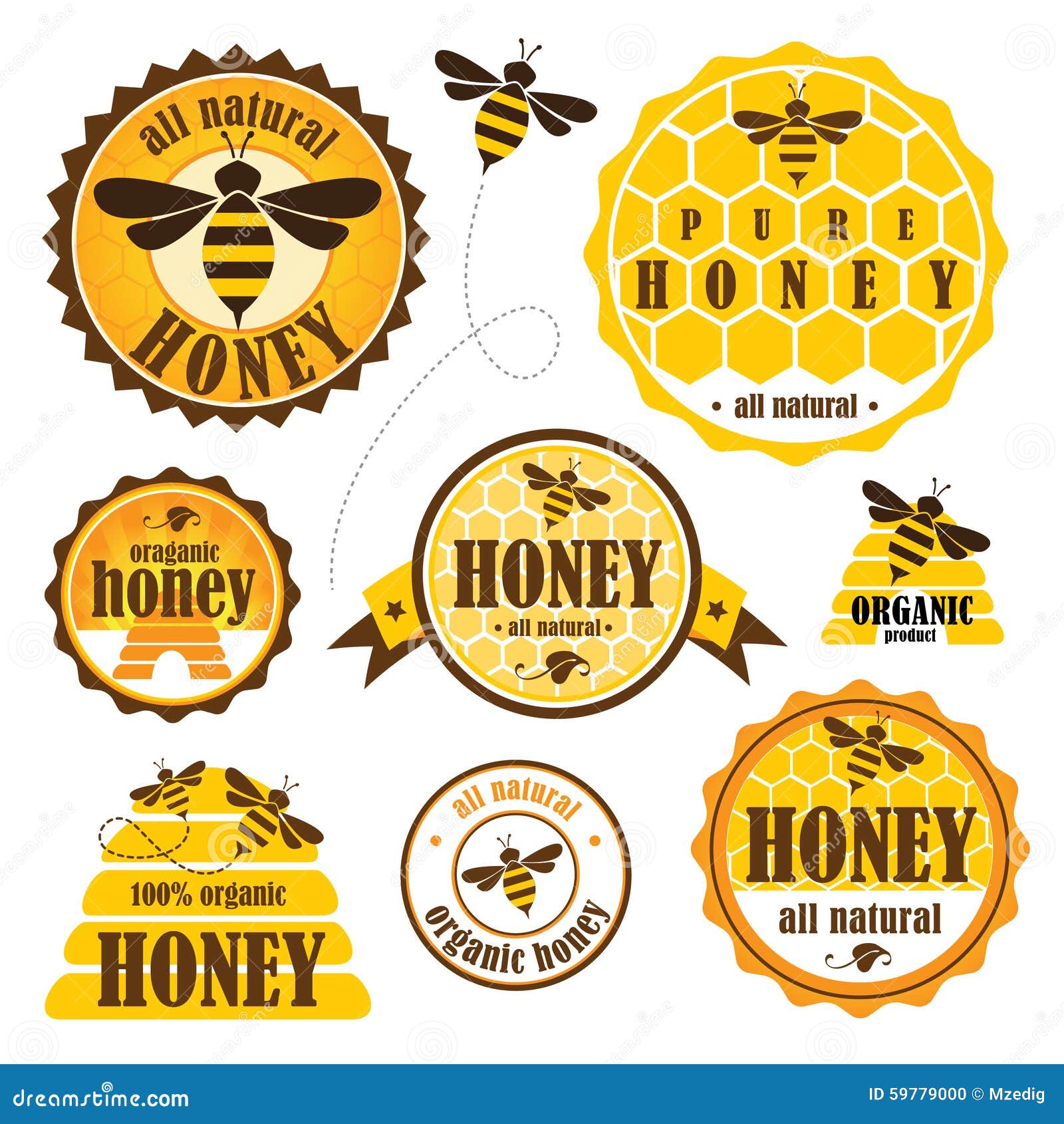 Ensemble de labels de miel illustration de vecteur. Illustration du ...