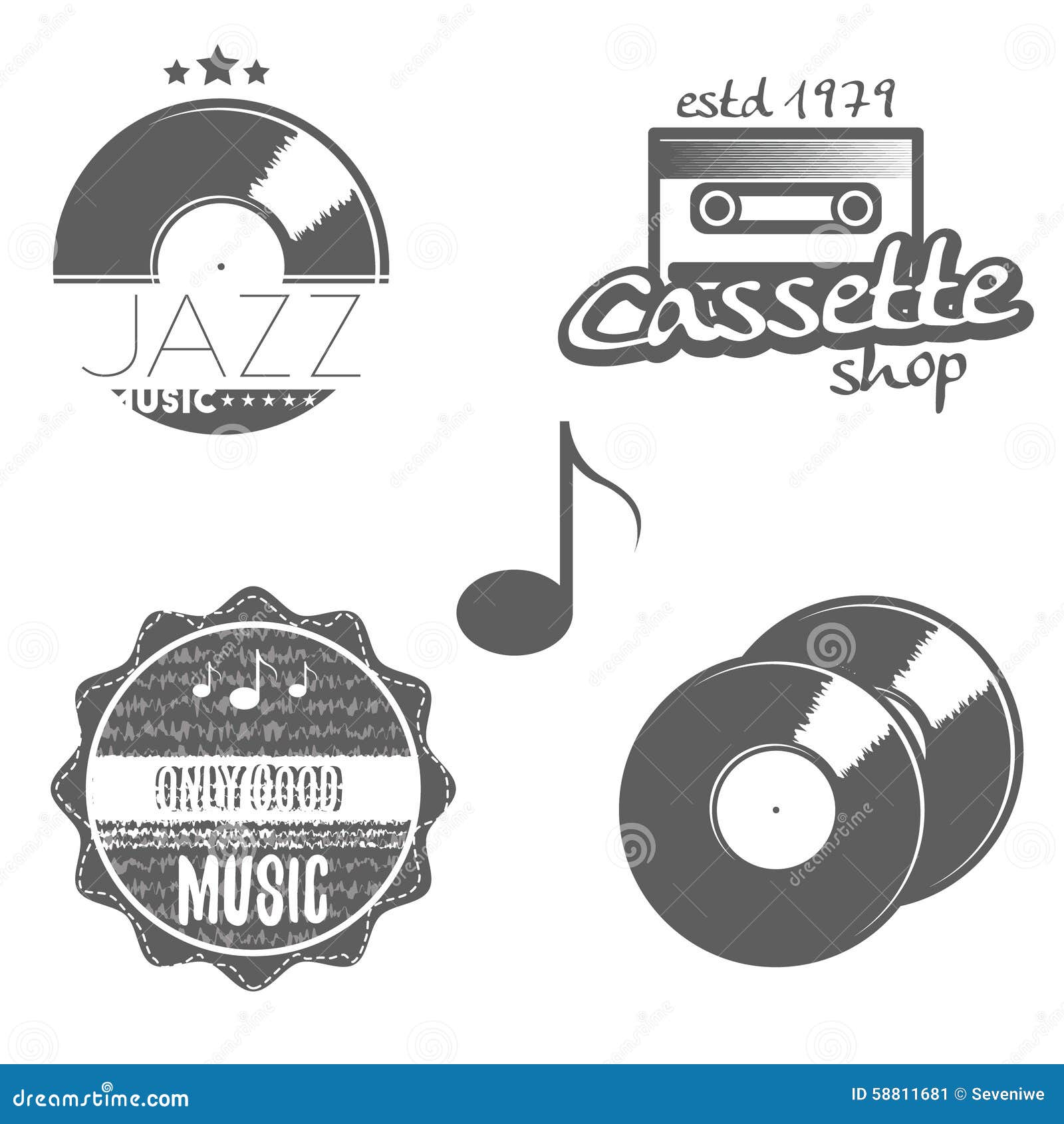 Ensemble De Labels De Musique Illustration de Vecteur - Illustration du ...