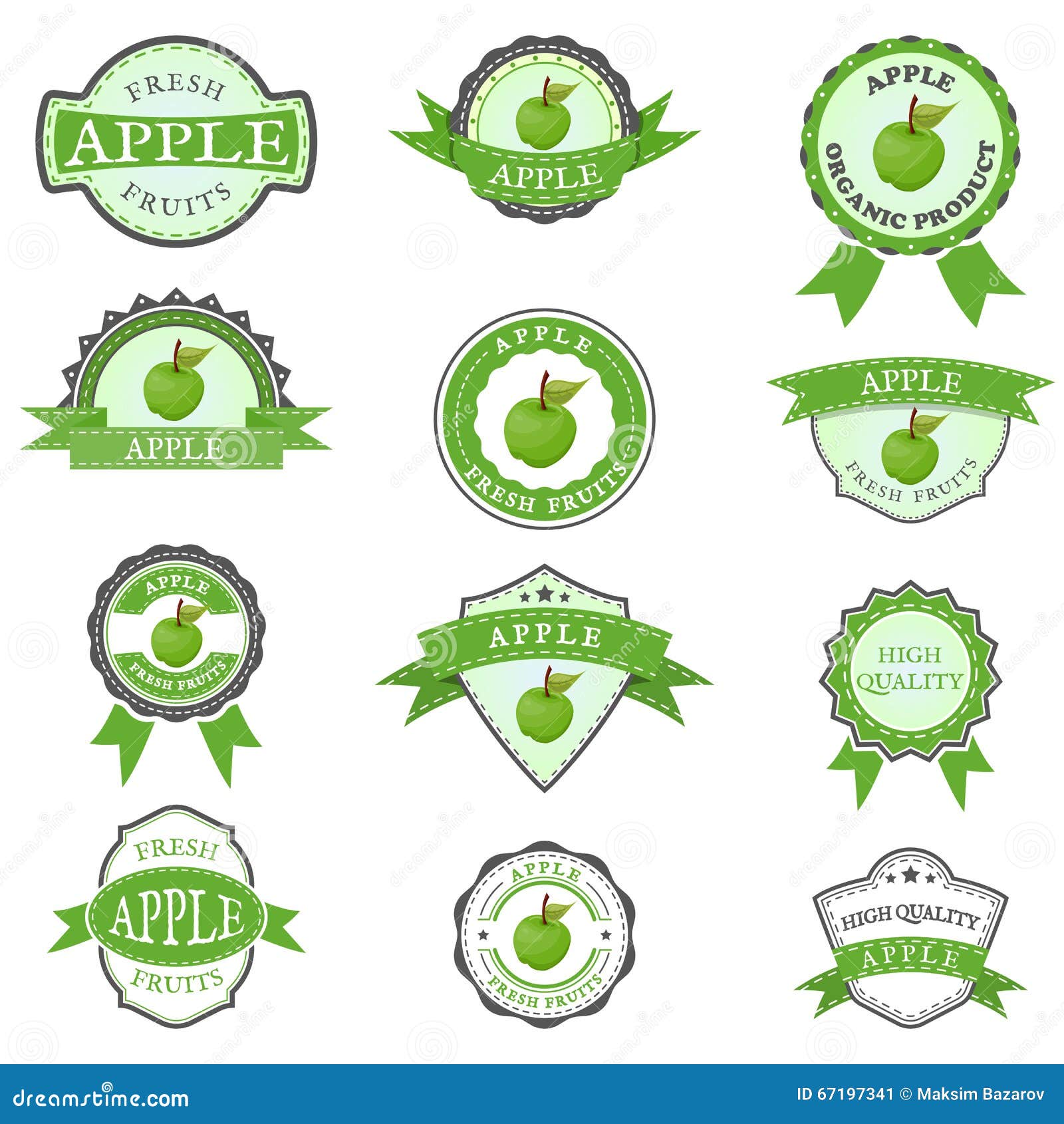 Ensemble De Labels De Pomme Illustration de Vecteur - Illustration du ...