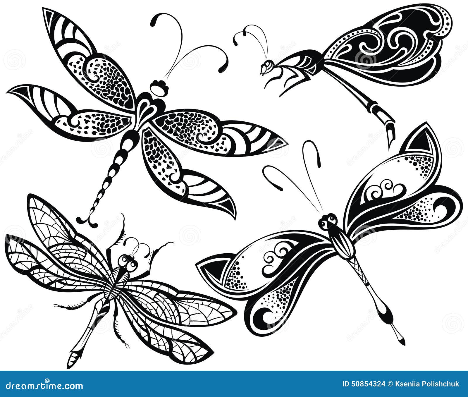 Ensemble de libellule illustration de vecteur. Illustration du ...