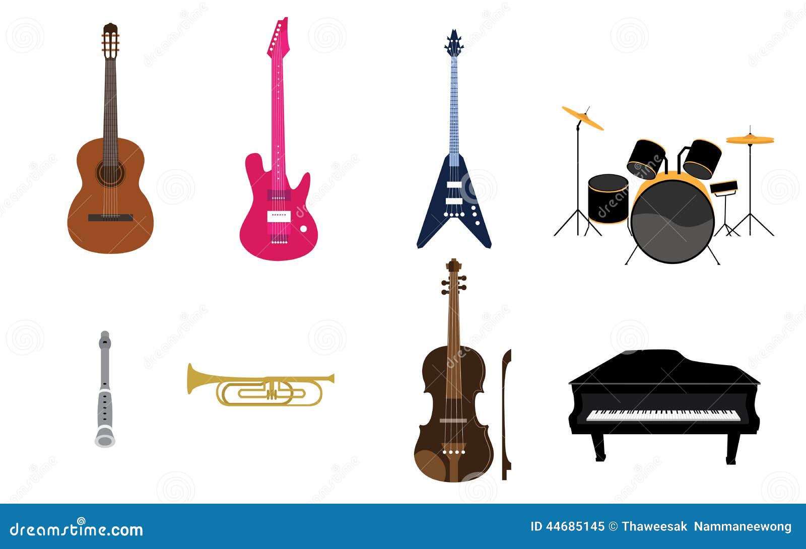 Ensemble De Liste D'instruments De Musique Illustration de Vecteur ...