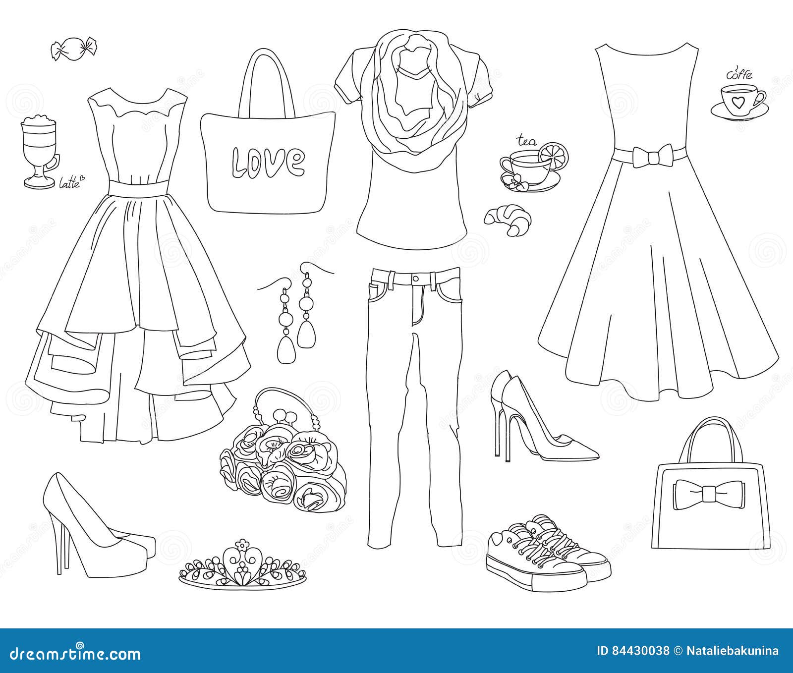 Ensemble De Livre De Coloriage De Mode Illustration de Vecteur ...