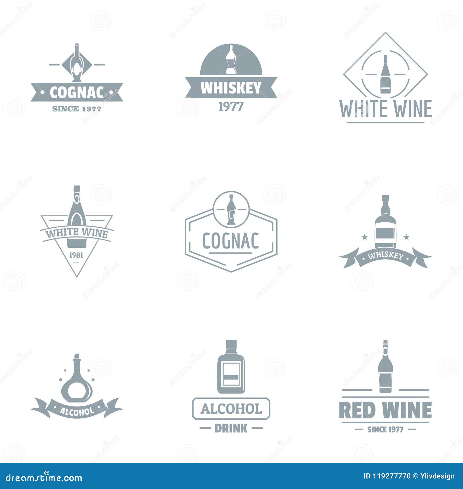 Ensemble De Logo De Consommation D'alcool, Style Simple Illustration de ...