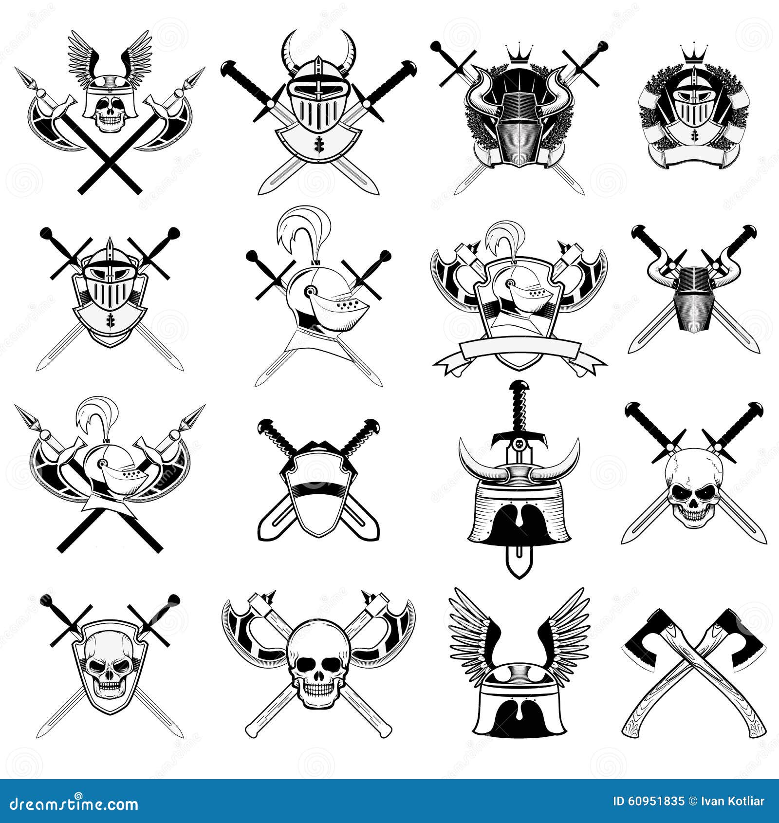 Ensemble De Logo De Chevalier Illustration de Vecteur - Illustration du ...