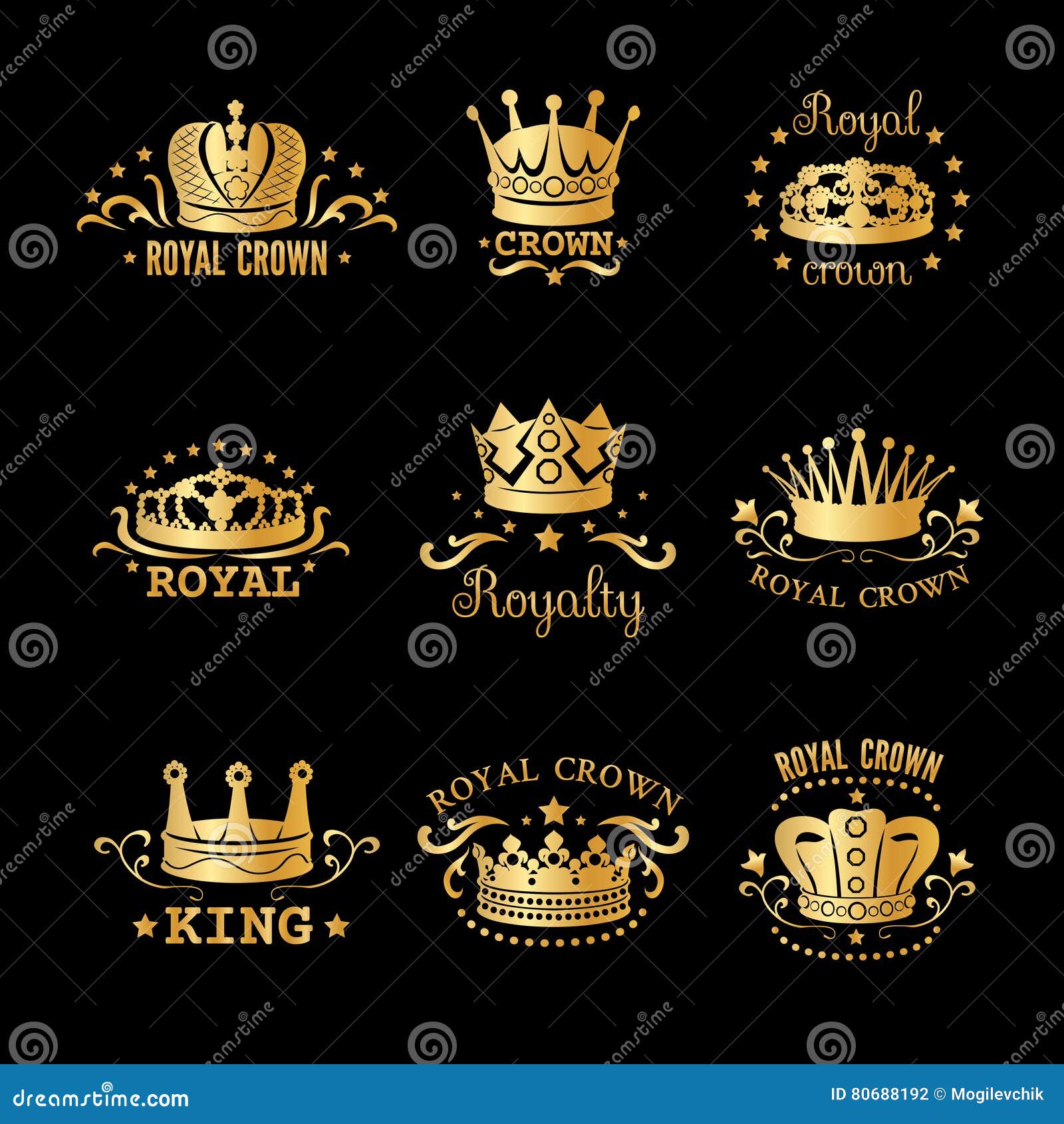 Ensemble De Logo De Couronne Illustration de Vecteur - Illustration du ...