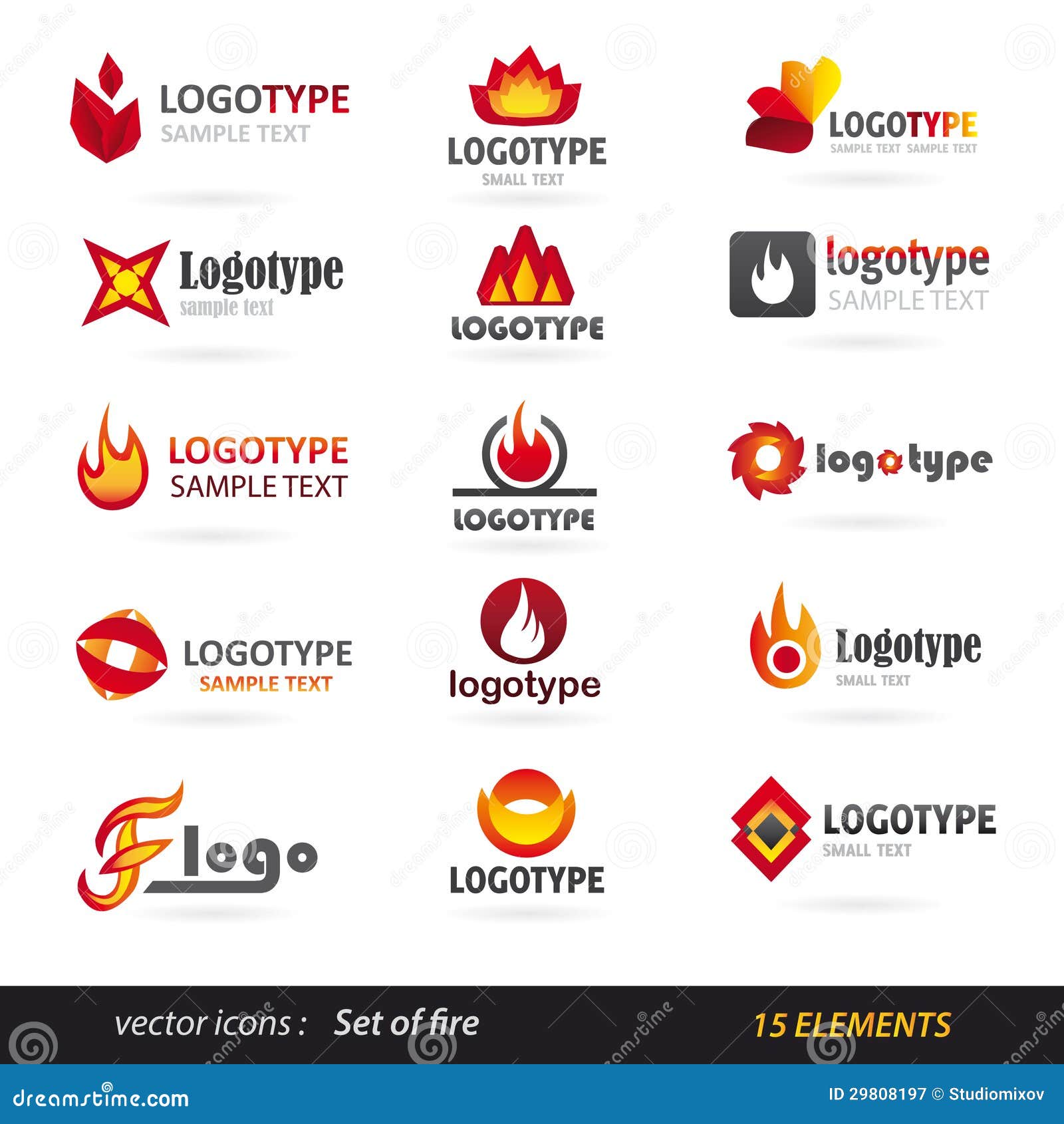 Ensemble de logo du feu illustration de vecteur. Illustration du rouge ...