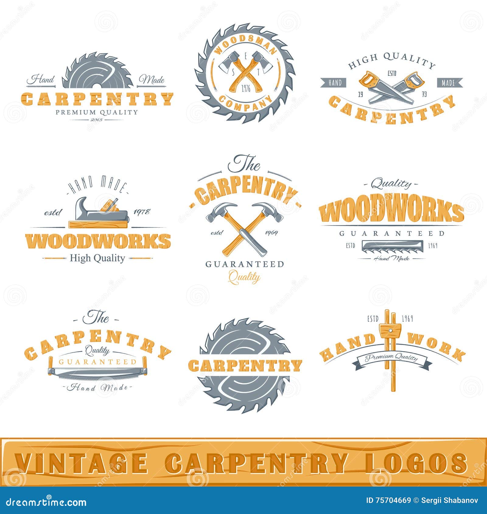 Ensemble De Logos De Menuiserie De Vintage Illustration de Vecteur ...