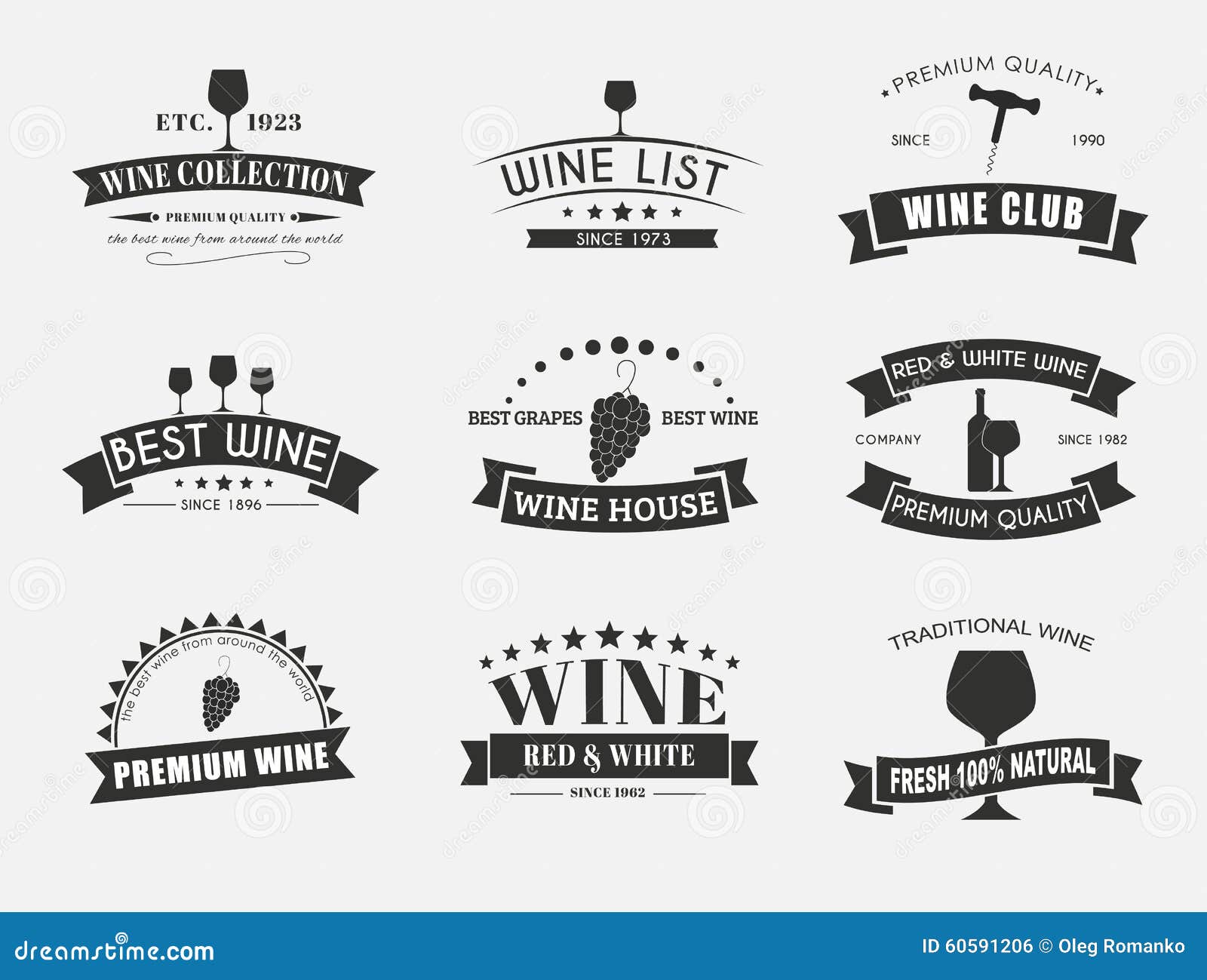 Ensemble De Logos De Vin Avec Des Rubans Illustration de Vecteur ...