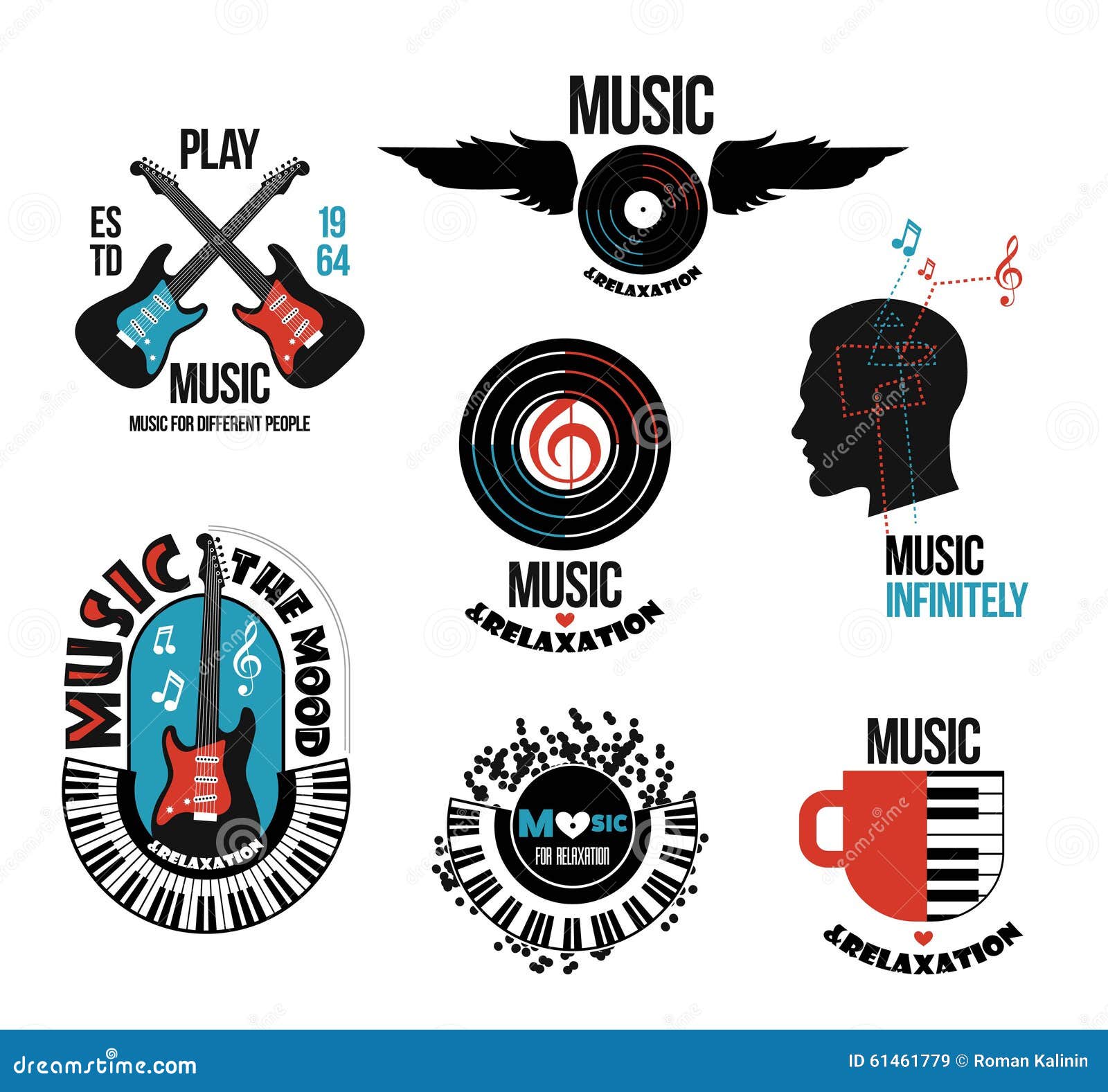 Ensemble De Logos Musicaux Et D'emblèmes Illustration de Vecteur ...