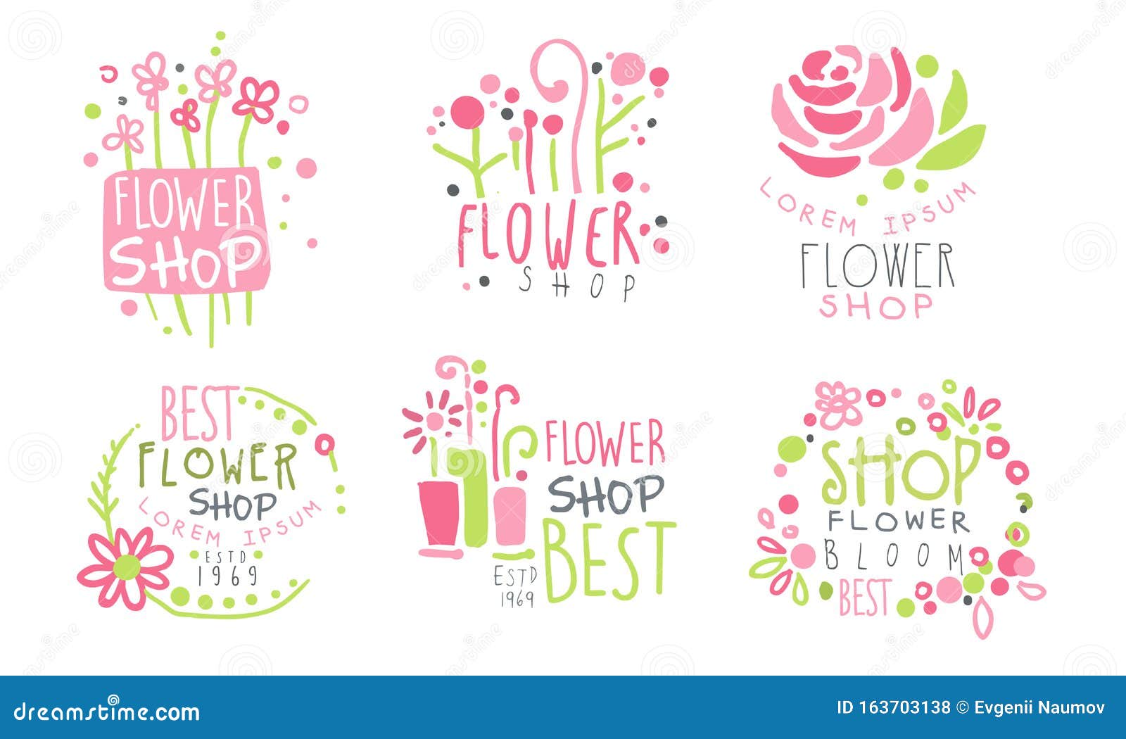 Ensemble De Logos Pour Un Fleuriste Illustration Vectorielle ...