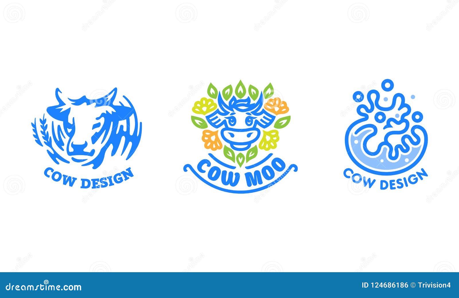 Ensemble de logos de vache illustration de vecteur. Illustration du ...