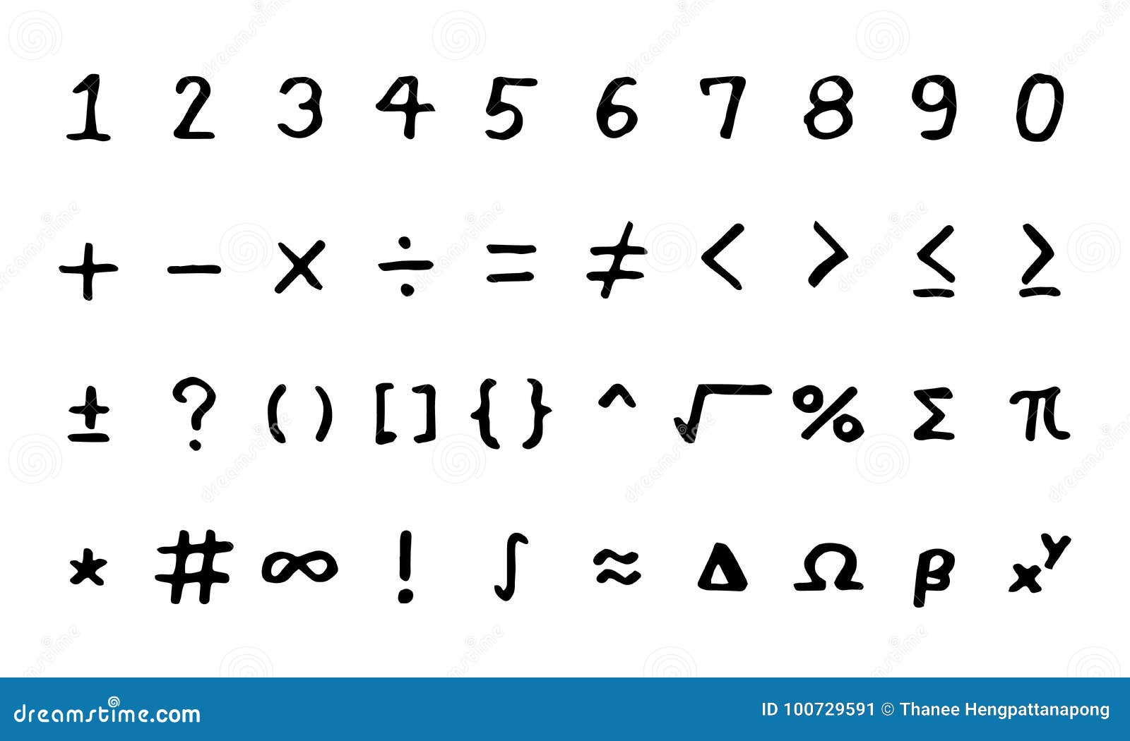 Ensemble De Main Noire Dessinant Le Signe Mathématique Illustration de ...