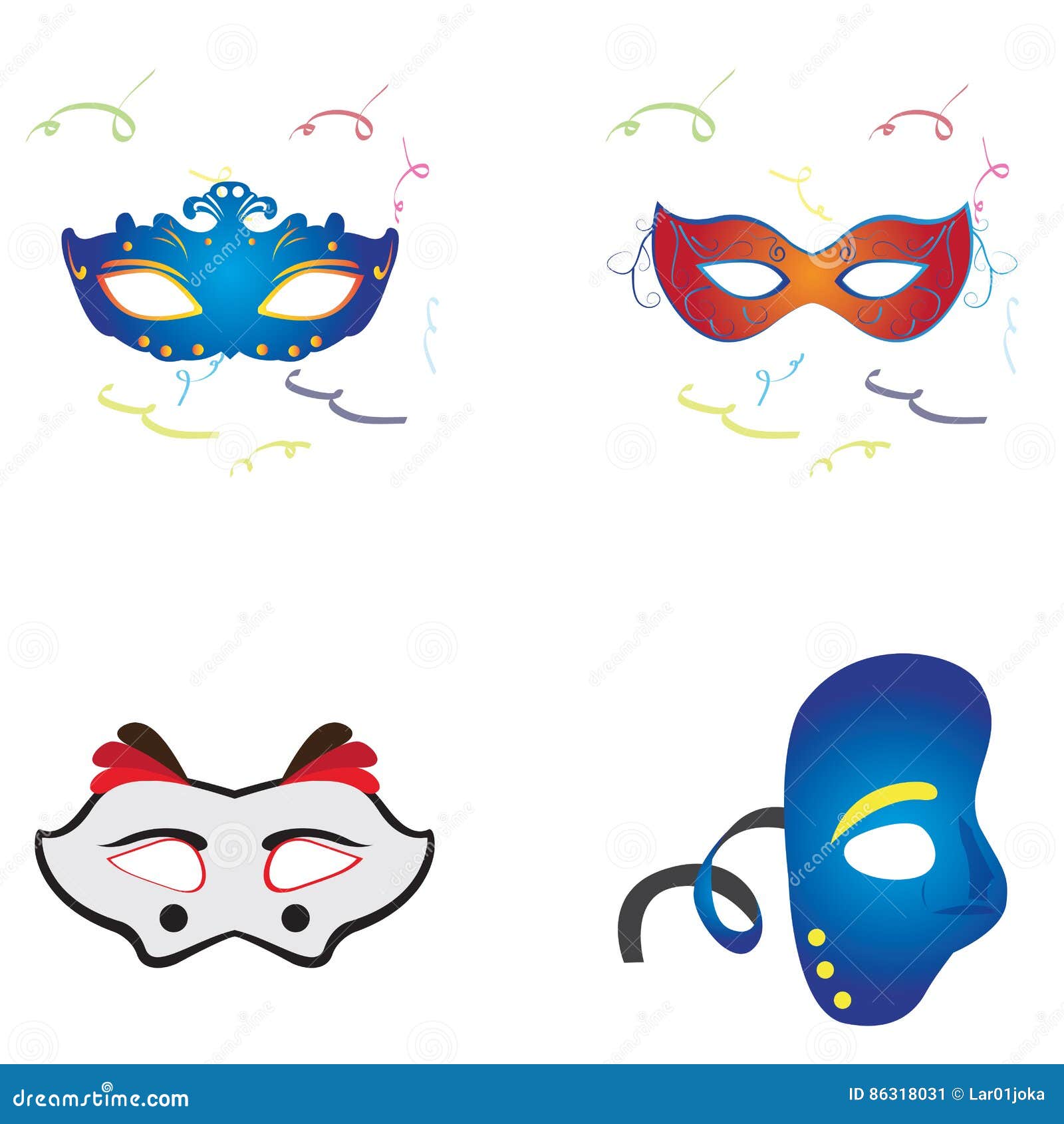 Ensemble De Masques De Carnaval Illustration de Vecteur - Illustration du mode, fleuri: 86318031