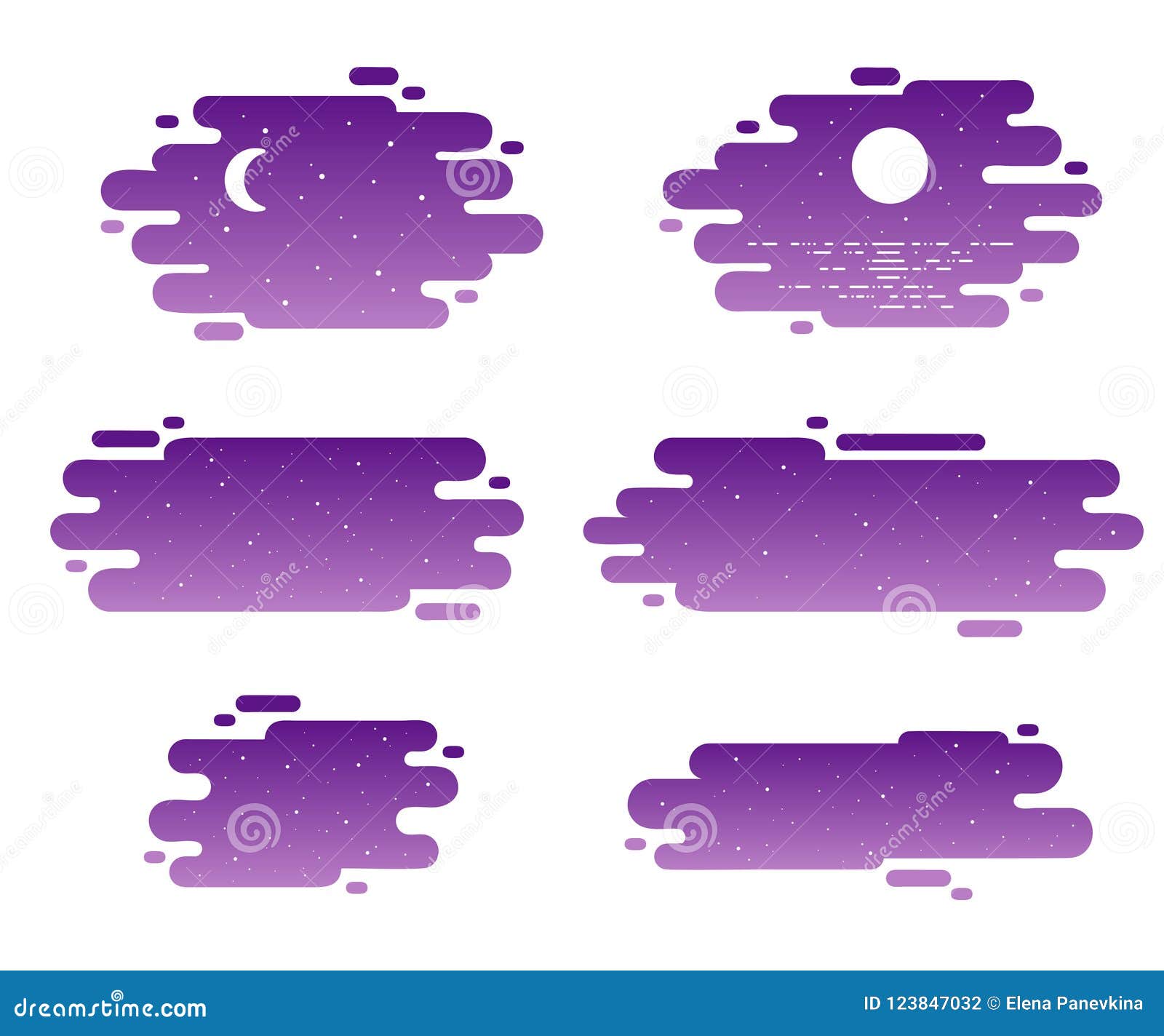 Ensemble De Milieux Cosmiques De Ciel Nocturne Plat De Style Formes