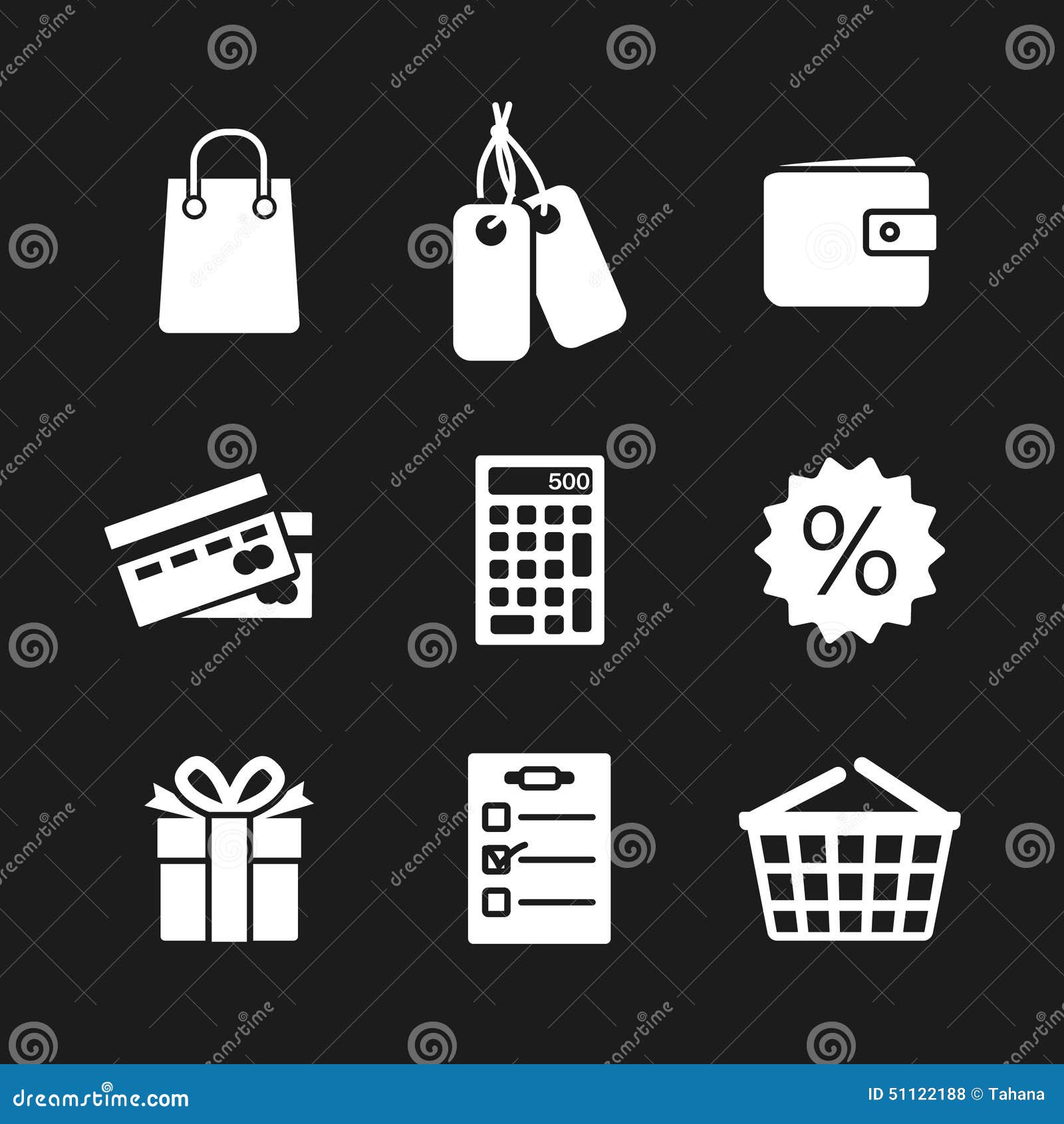 Ensemble De Neuf Icônes D'achats D'achat Illustration Stock ...