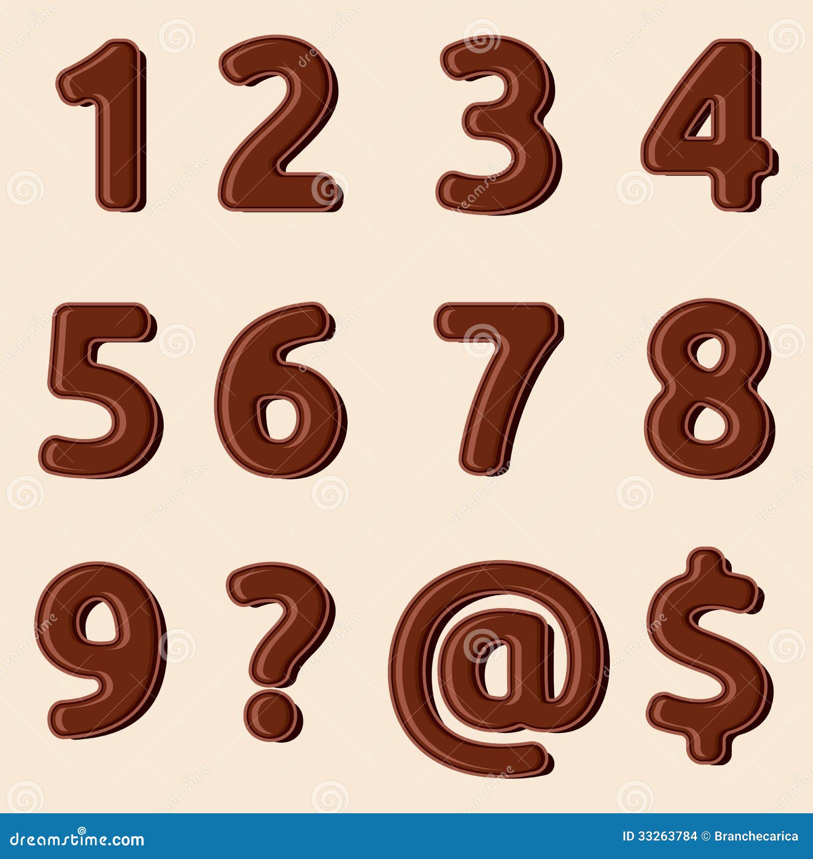 Ensemble De Nombres Et De Signes De Chocolat Illustration de Vecteur ...