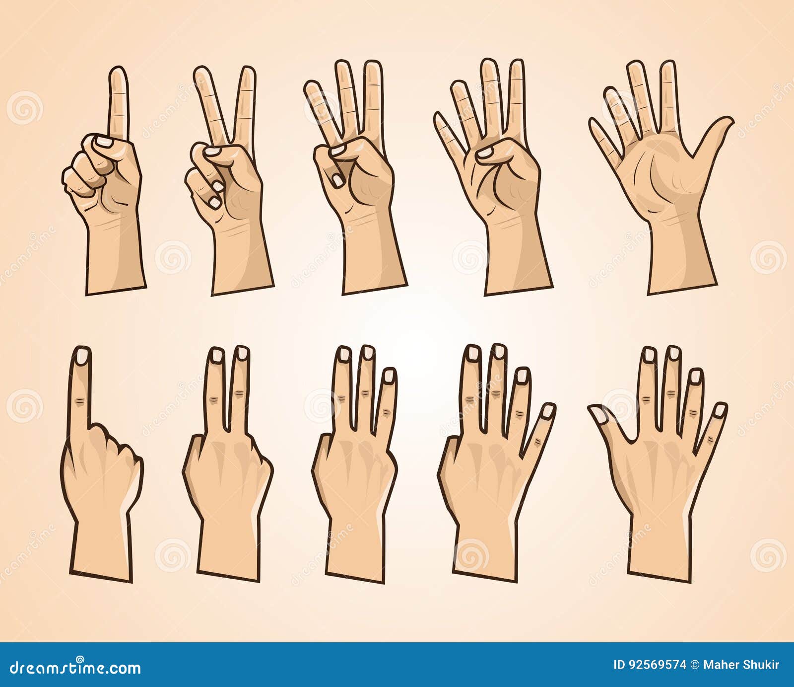 Ensemble De Nombres Sur L'illustration De Mains Illustration de Vecteur ...