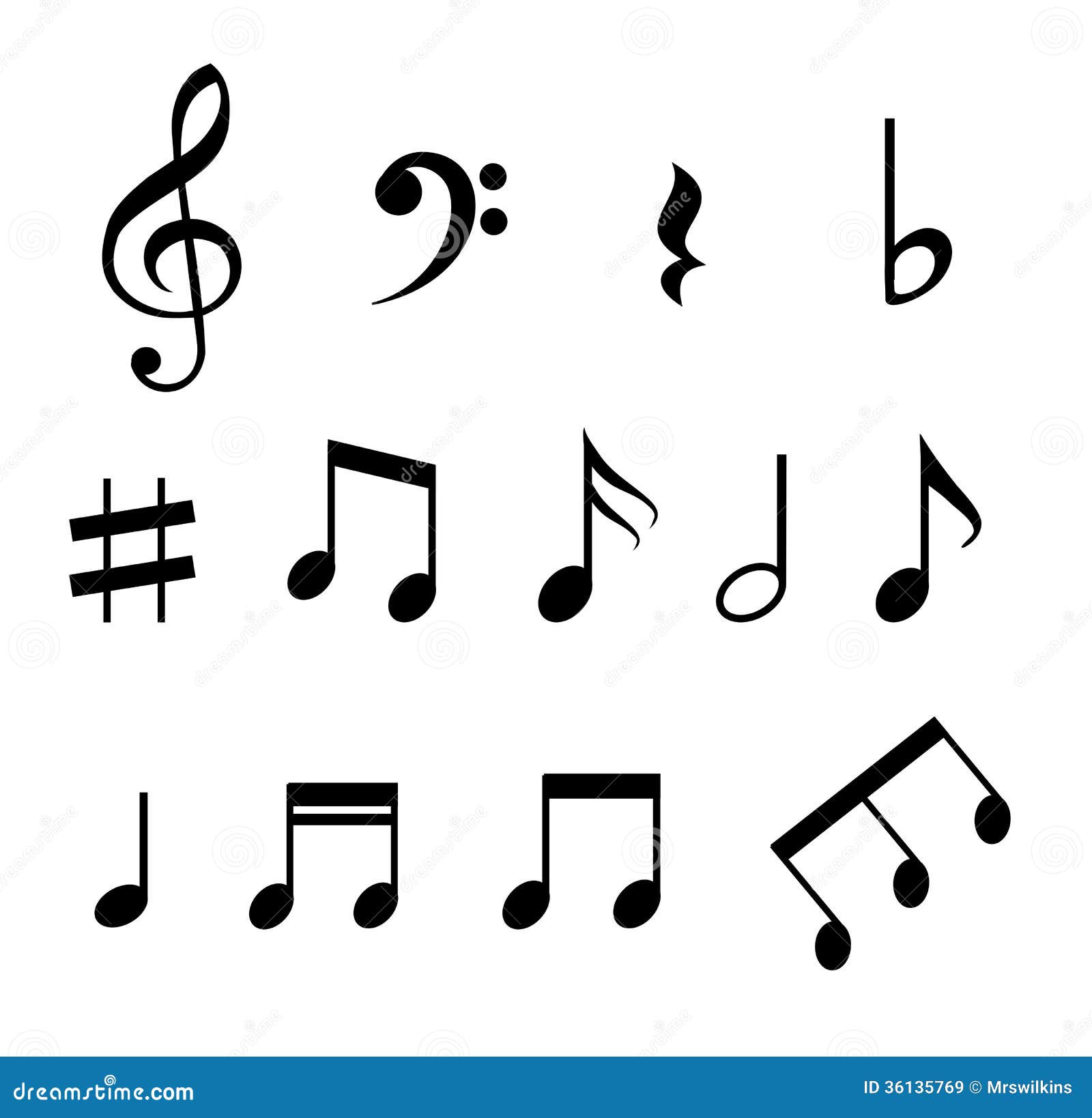 Ensemble De Notes De Musique Illustration de Vecteur - Illustration du ...