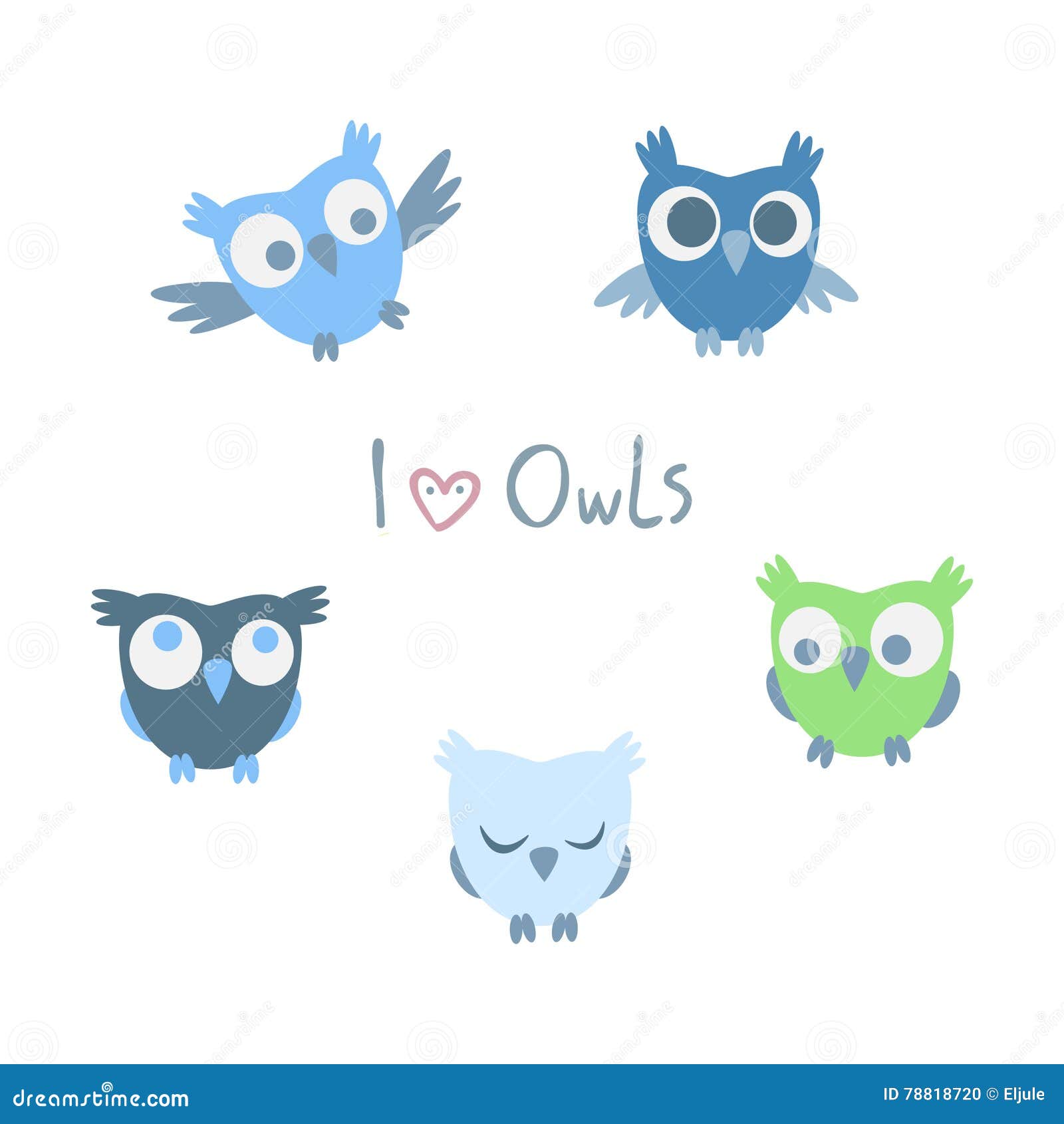 Ensemble De Petits Hiboux Plats Illustration de Vecteur - Illustration ...