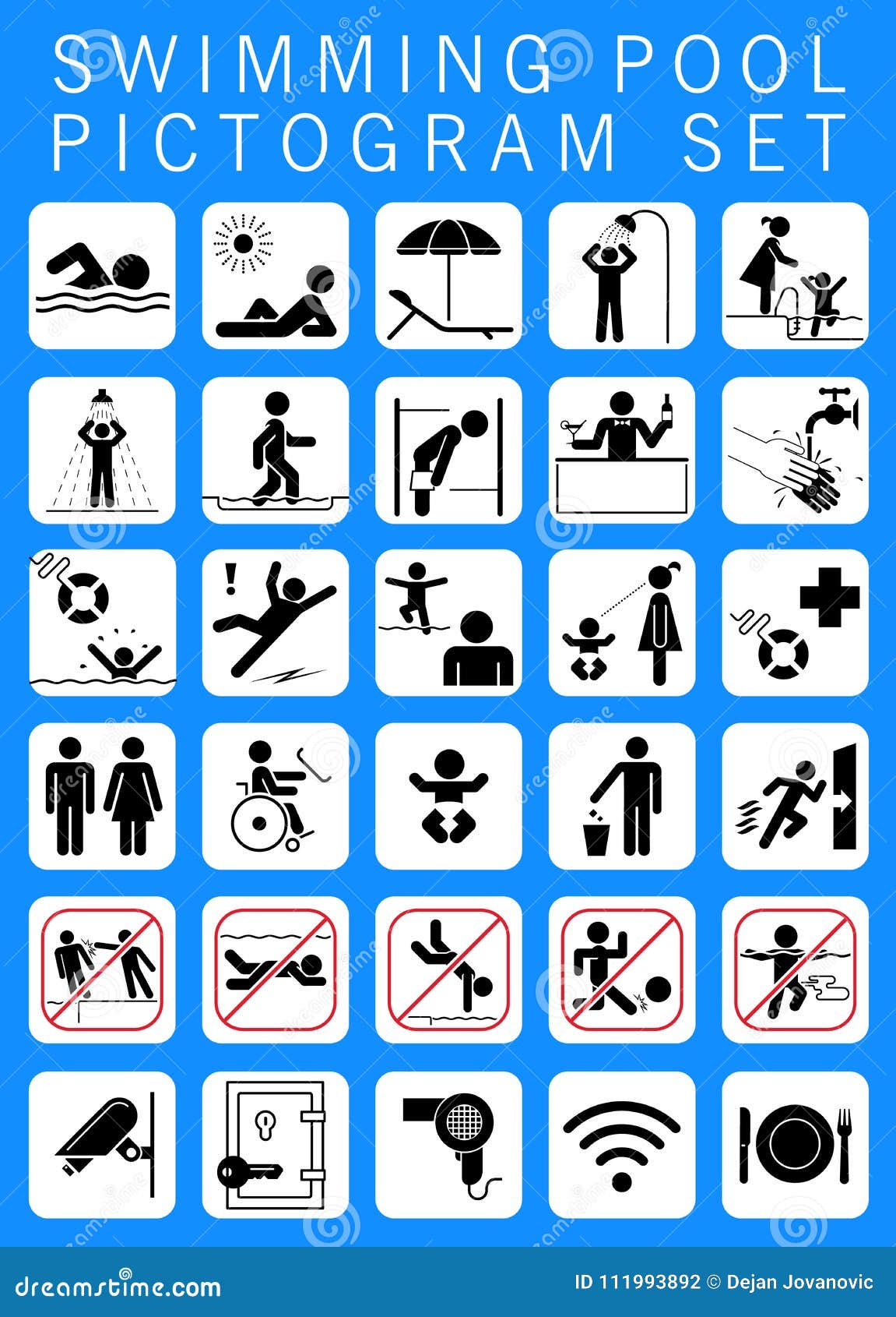 Ensemble De Pictogramme De Piscine Illustration de Vecteur ...