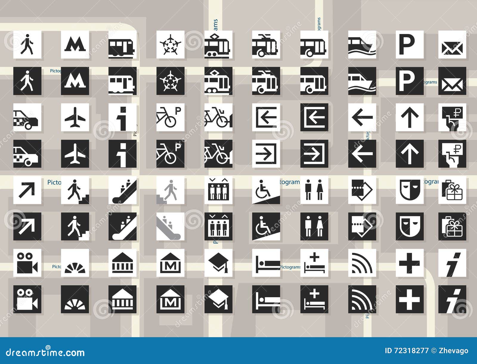 Ensemble De Pictogrammes Pour Des Cartes Illustration de Vecteur ...
