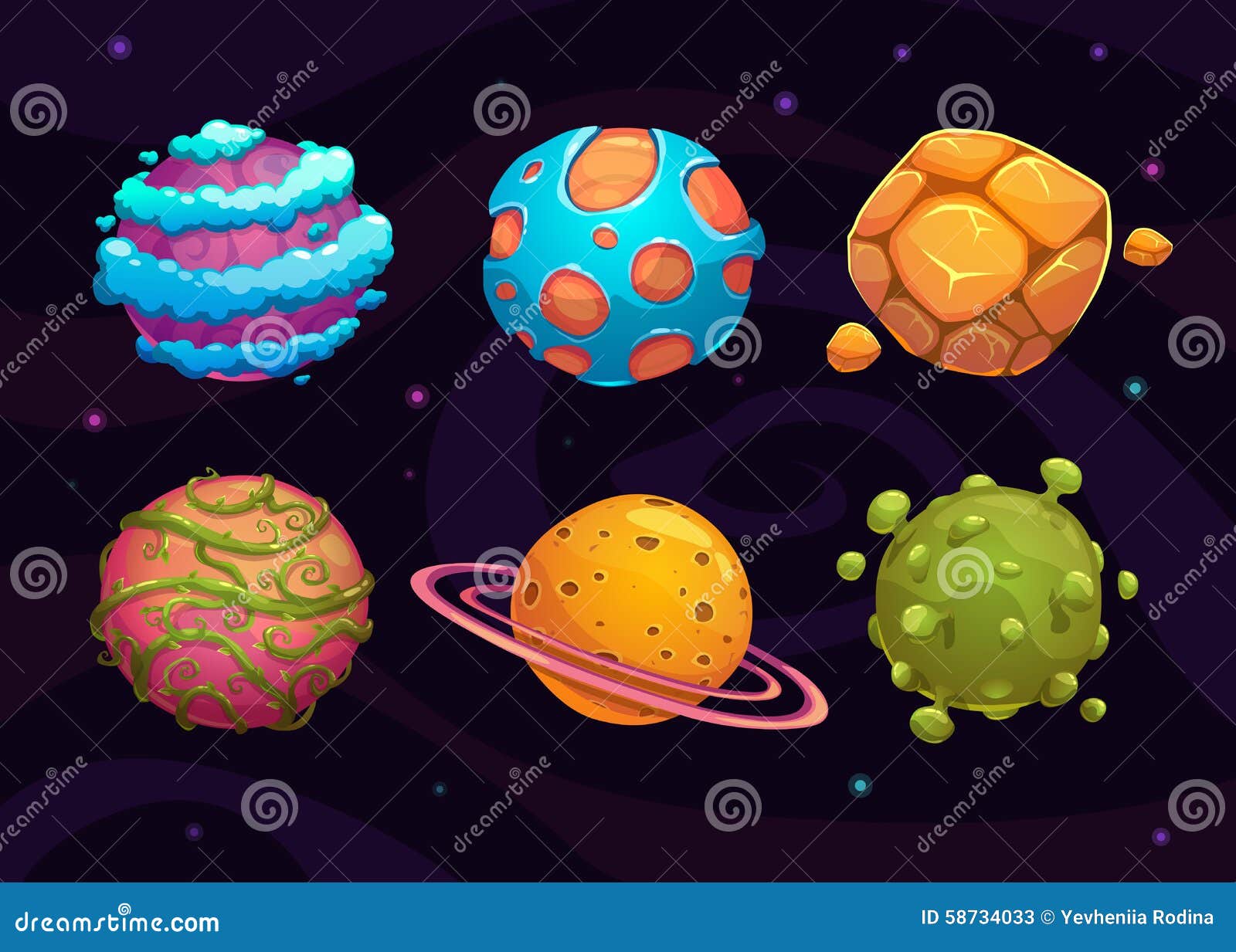 Ensemble De Planète Dimagination De Bande Dessinée Illustration Stock
